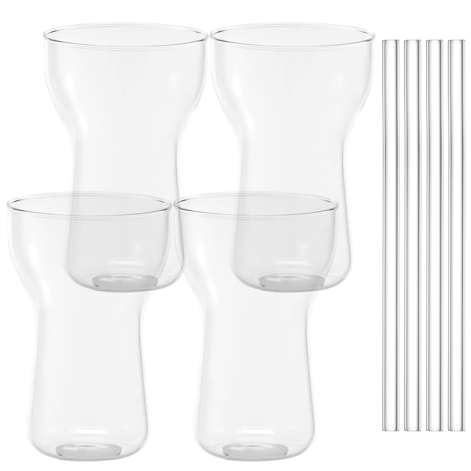 Austok 8 PCS Ribbed Coffee Glass Cups Cold Brew Cup Ice Cream Cup Clear ...