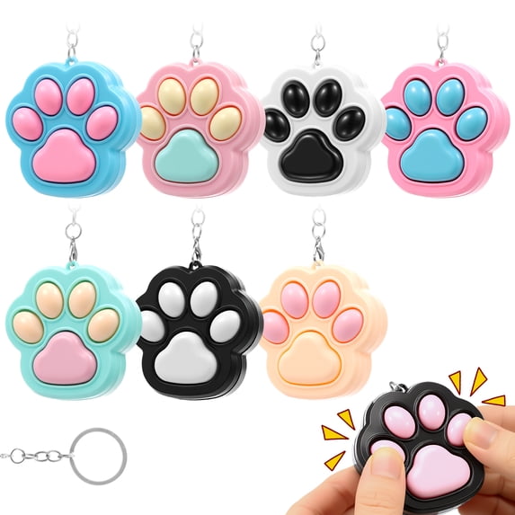 Austok 8Pcs Cute Cat Paw Clicker Keychain Portable Click Toy with Sound ...