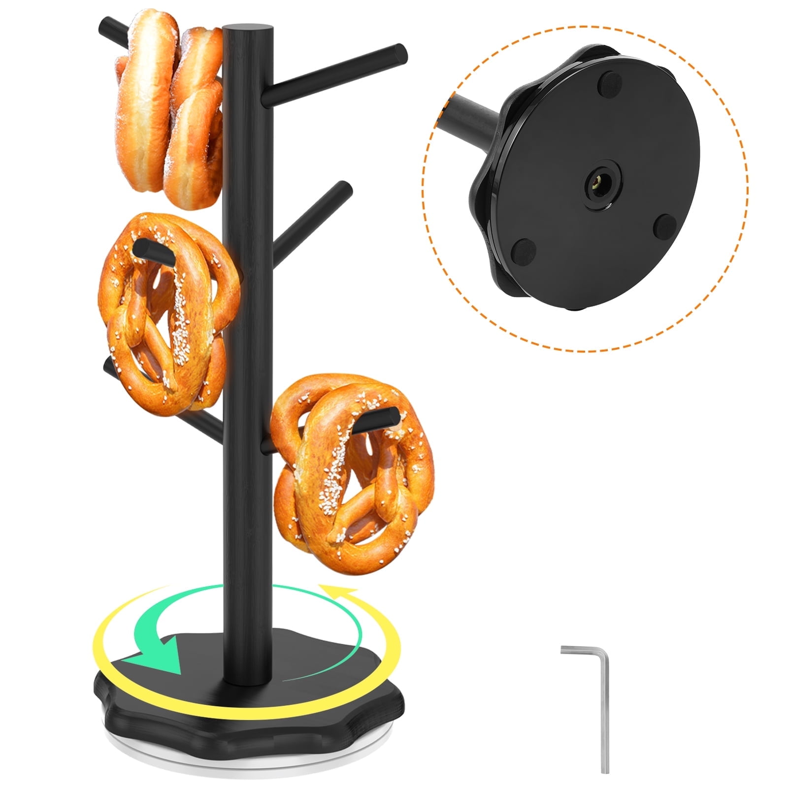 Austok Bamboo Pretzel Holder Stand Tree Shape Pretzel Display Rack Mug ...