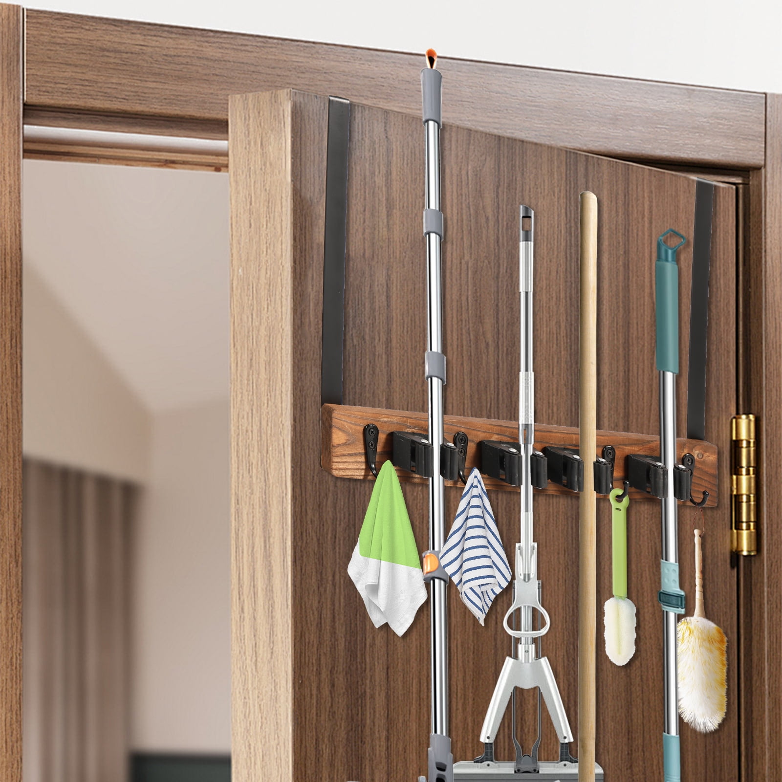 Austok Brooms Holder Space Saving Solid Laundry Room Hanger and Storage ...
