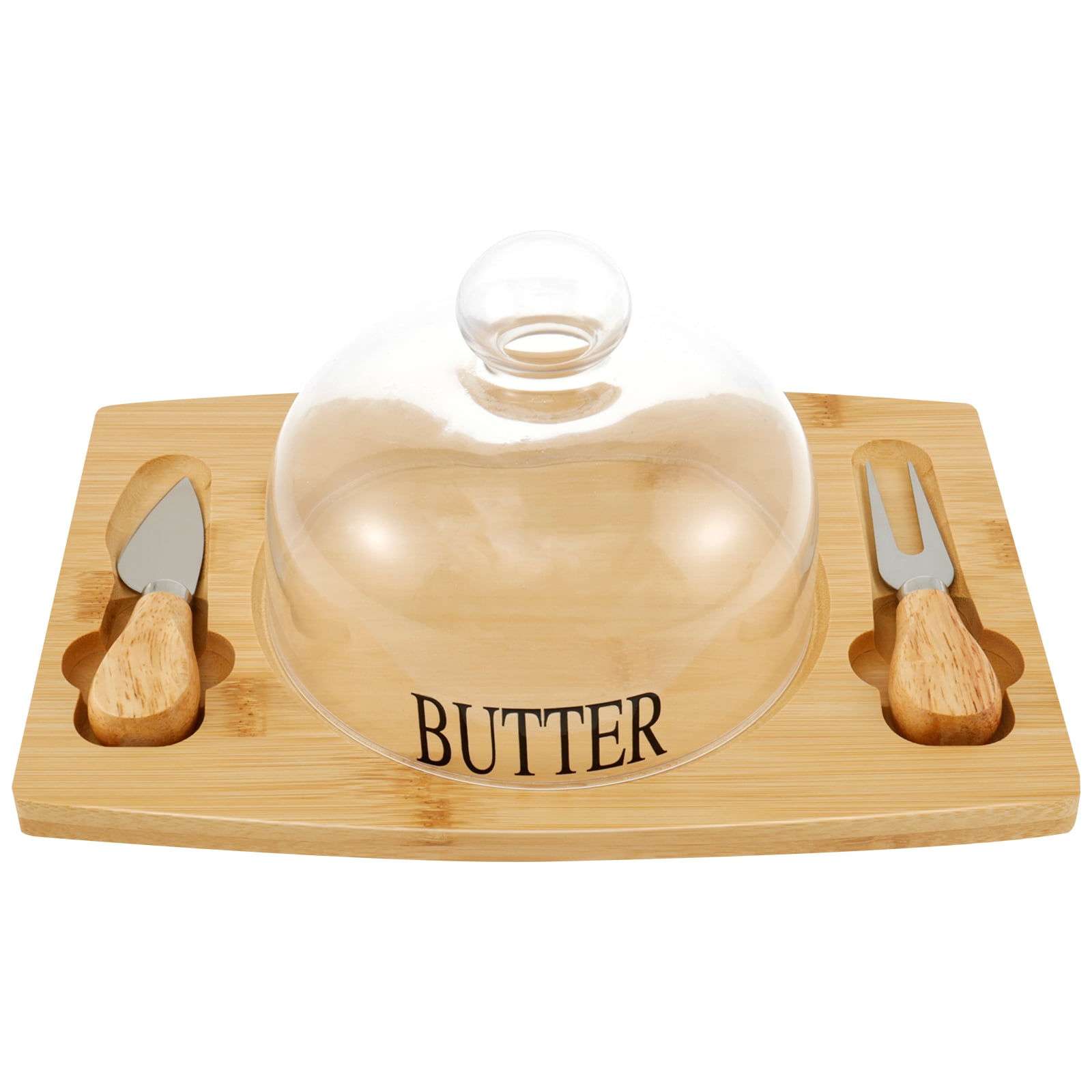 Austok Butter Dish with Lid and Knife Clear Glass Butter Dish Airtight ...