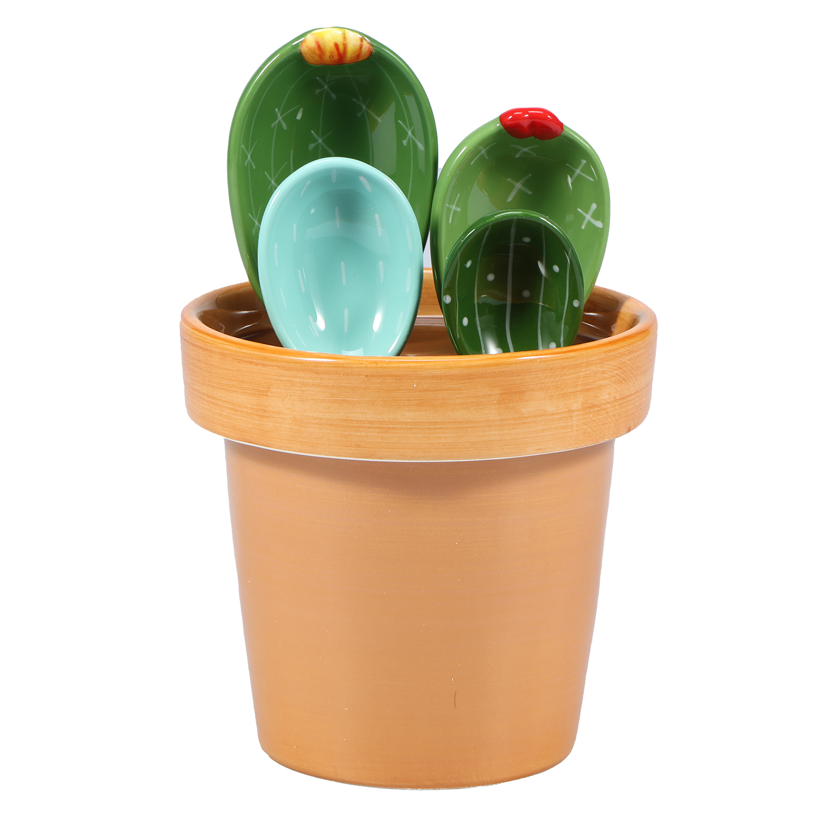 Austok Cactus Measuring Spoons Set in Pot Ceramic Measuring Cups and ...