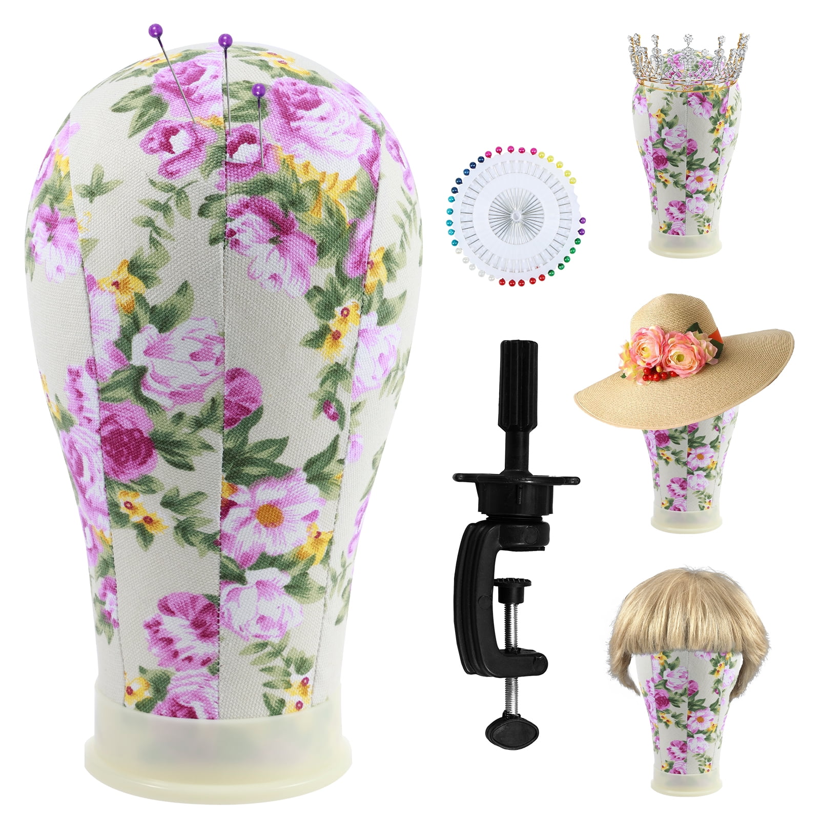 Austok Canvas Block Head 22 inch Canvas Wig Head Easy to Use Mannequin ...