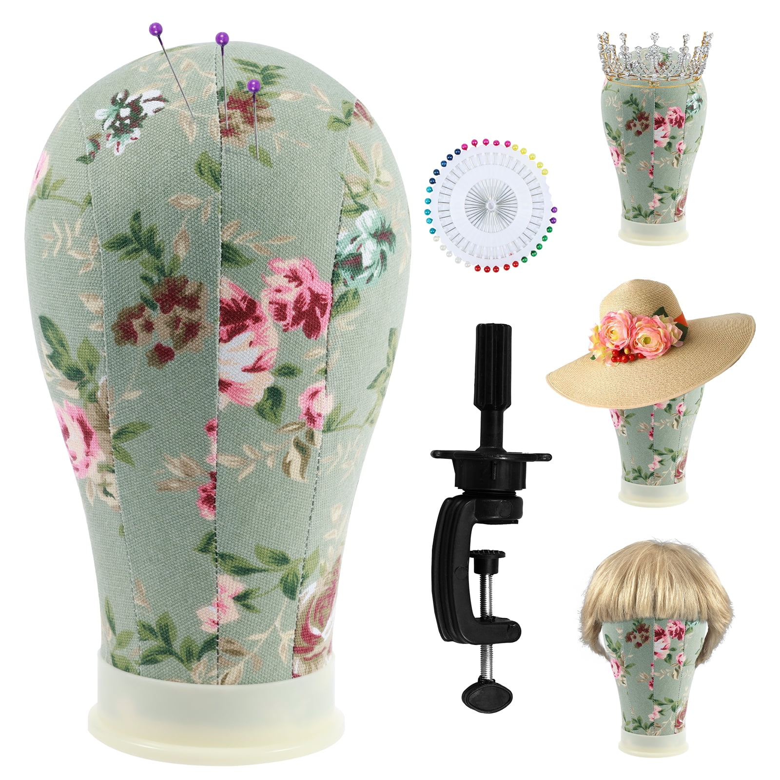 Austok Canvas Block Head 22 inch Canvas Wig Head Easy to Use Mannequin ...