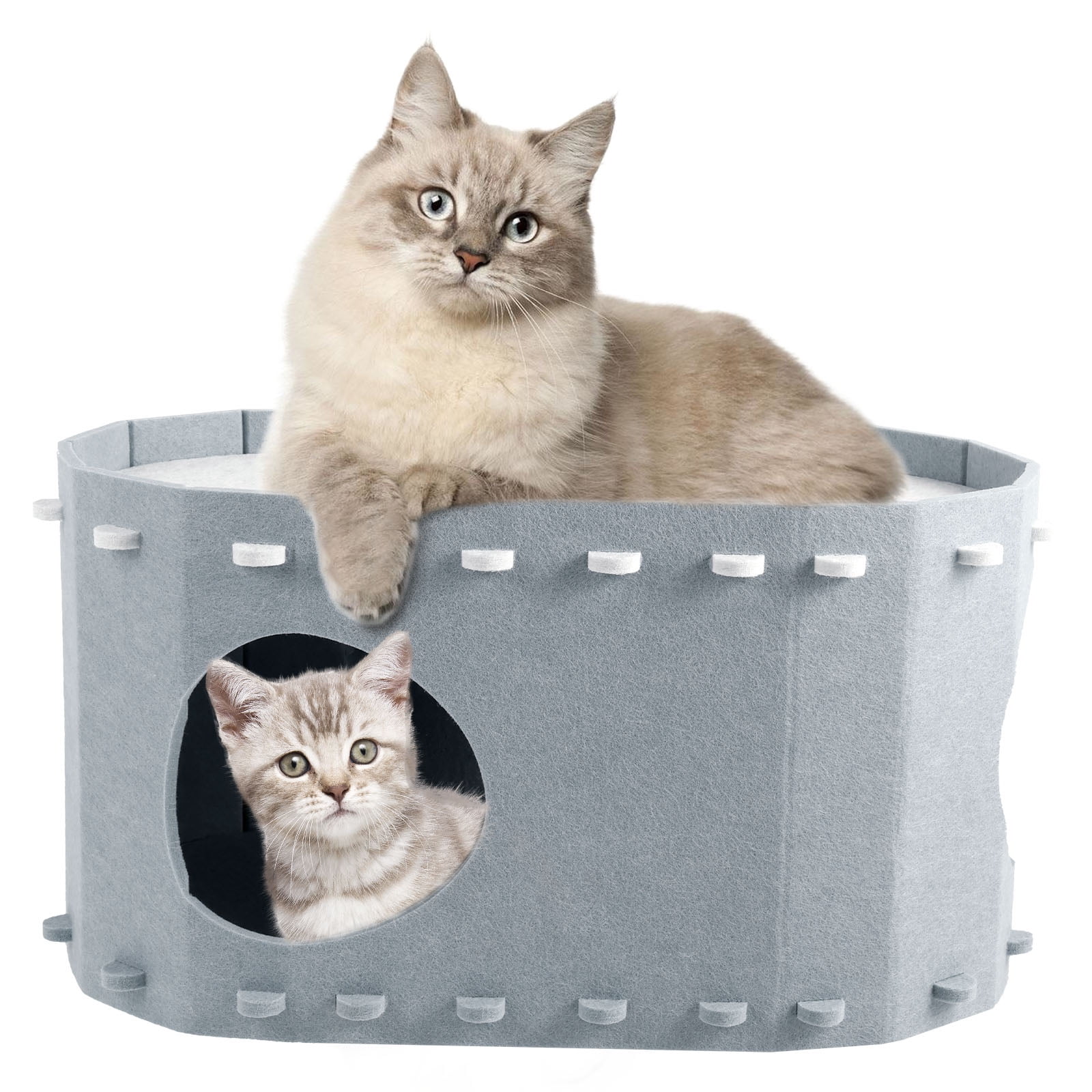 Austok Cat House for Indoor 2 Layer Cat Bed Cave Removable Cat Bed ...