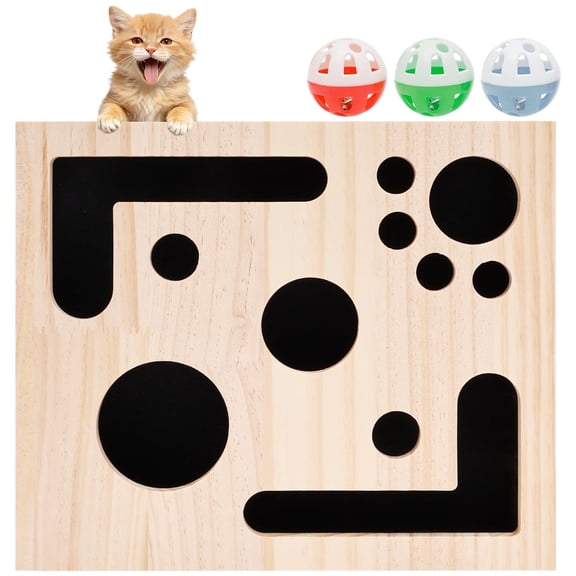 Cat Scratch Puzzle Enrichment Box, Large Solid Wood Construction Cat ...