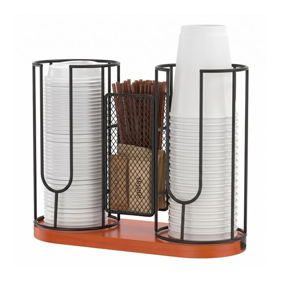 Austok Cup and Lid Organizer with Straw Holder 3-Compartment Coffee Cup ...