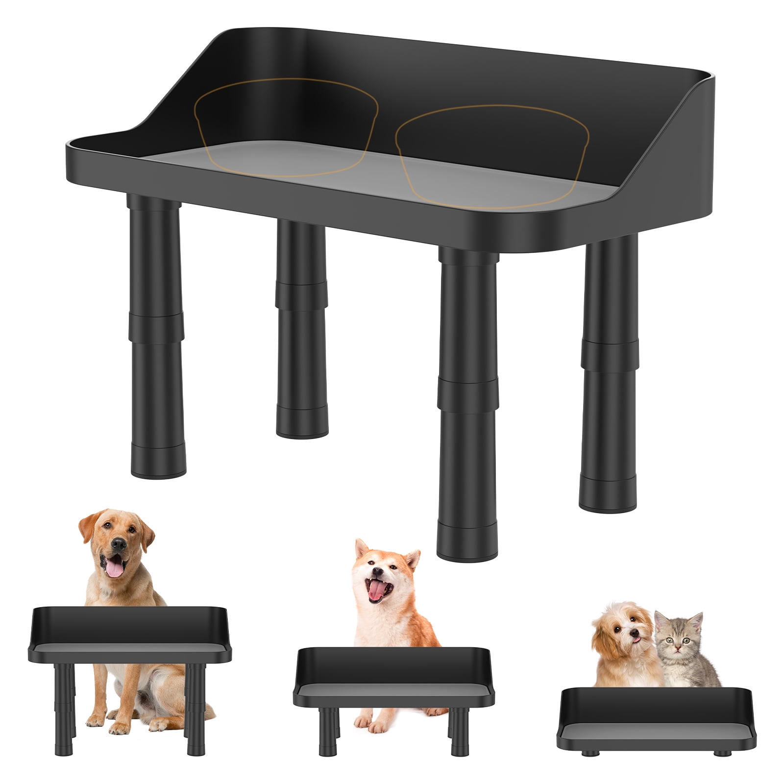 Austok Elevated Dog Food Bowl Stand Adjuastable Raised Pet Feeding ...