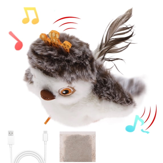 Austok Flapping Sandpiper Cat Toy USB Rechargeable Touch Activated ...