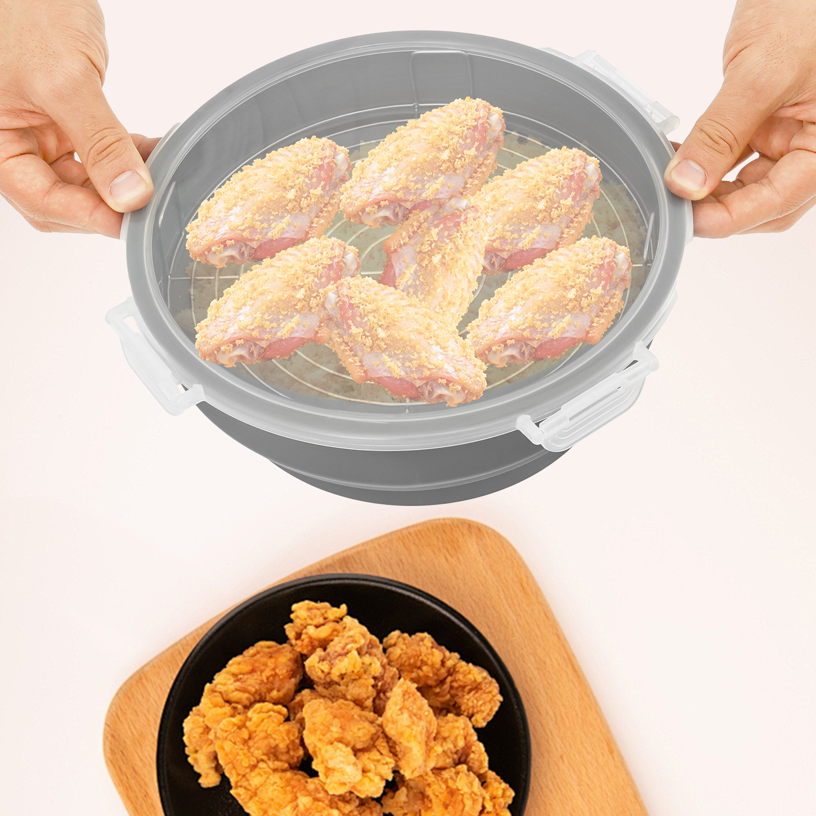 Austok Foldable Batter Bowl Large Opening Silicone Breading Shaker Bowl ...