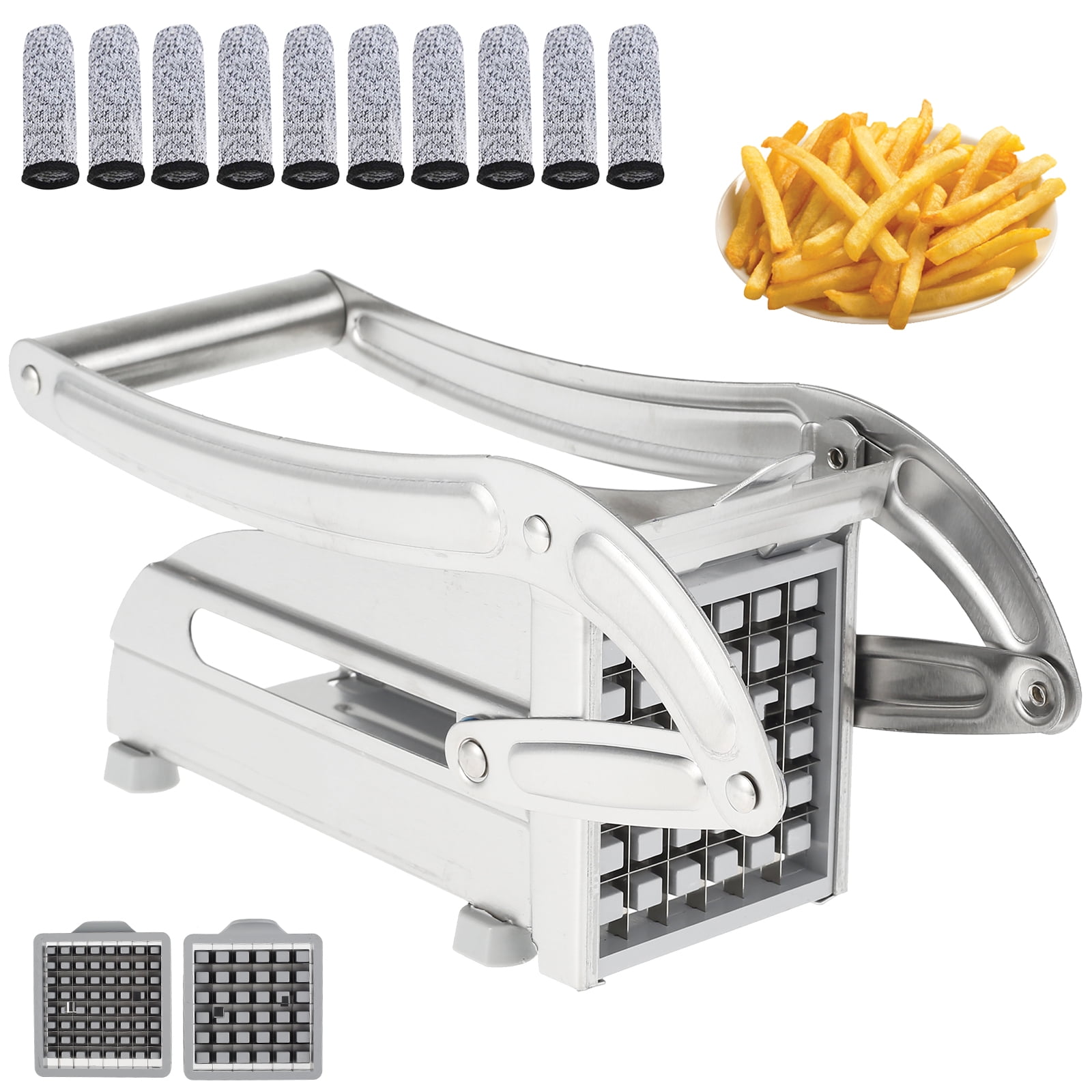 Austok French Fry Cutter with 2 Blades Stainless Steel Potato Slicer ...