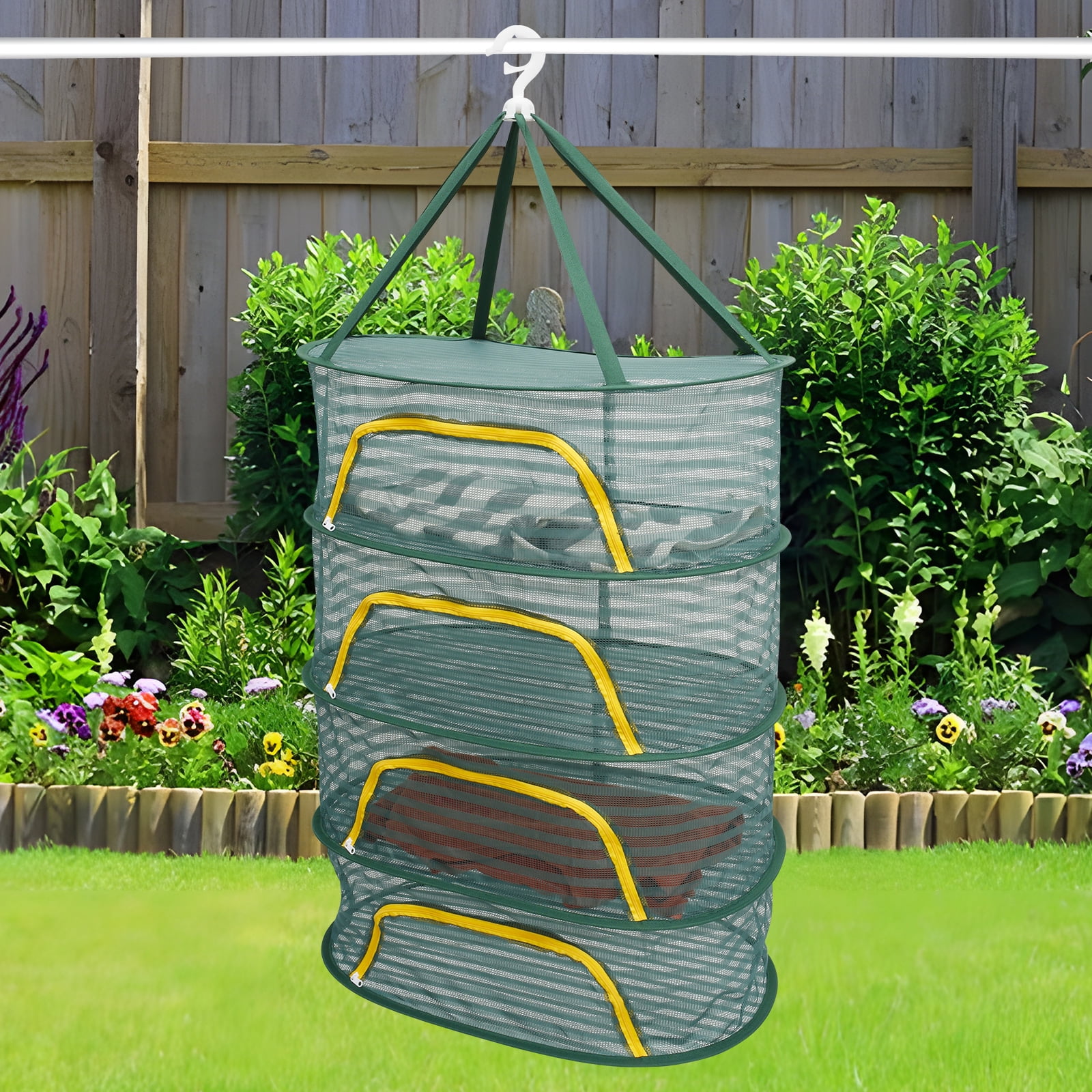 Austok Herb Drying Rack 4 Layers Hanging Mesh Net with Zipper Closure ...