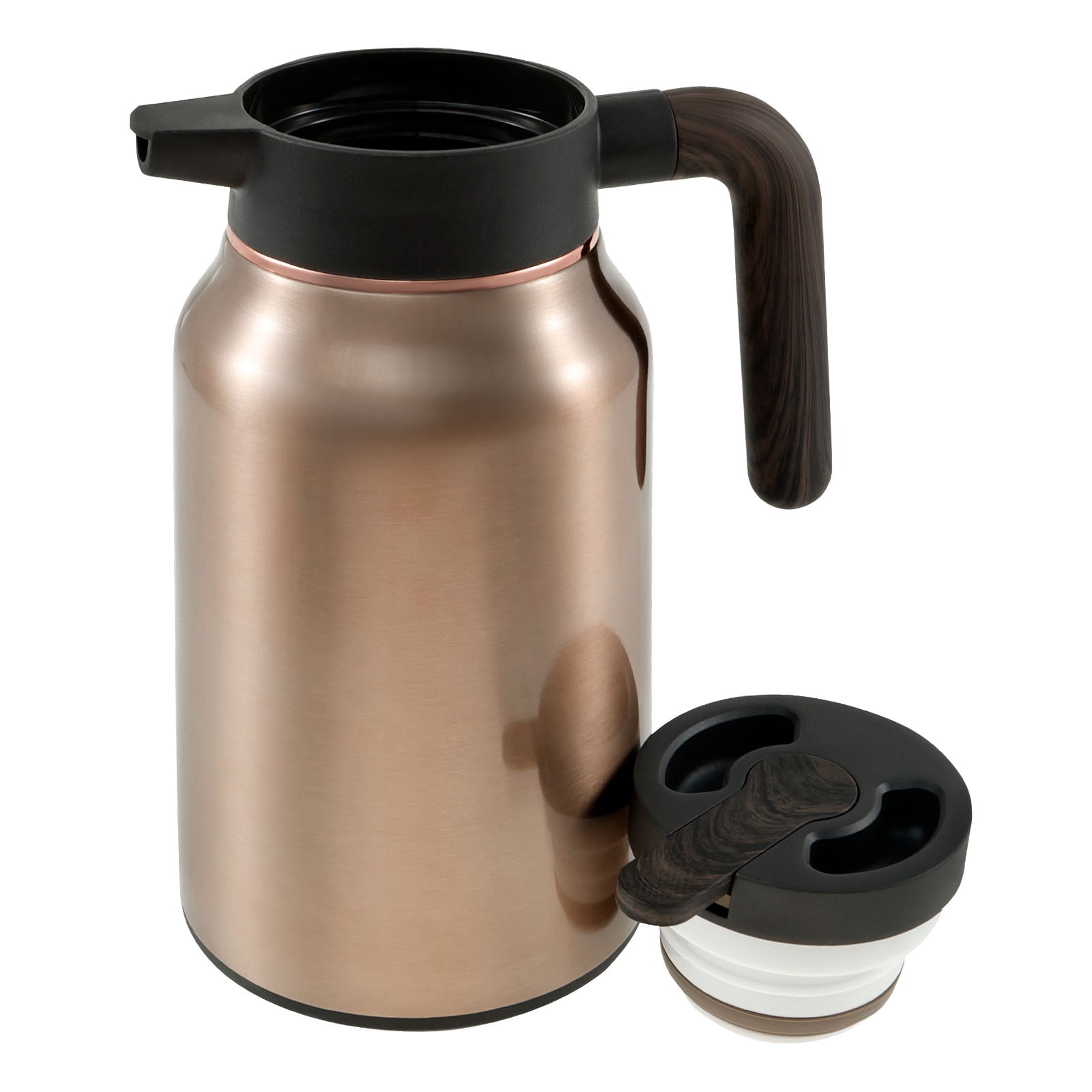 Austok Insulated Coffee Carafe with Wood Handle 36 Hours Coffee Dispenser 1.5L 304 Stainless ...