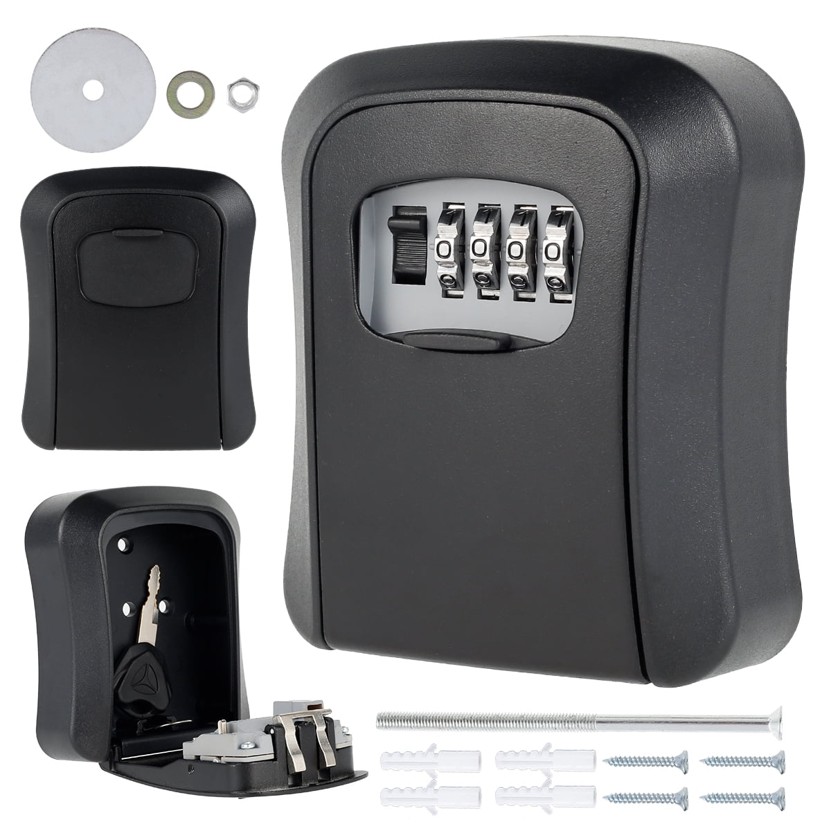 Austok Key Lock Box with Code,Wall Mounted Outdoor Key Lock Box 4 Digit ...