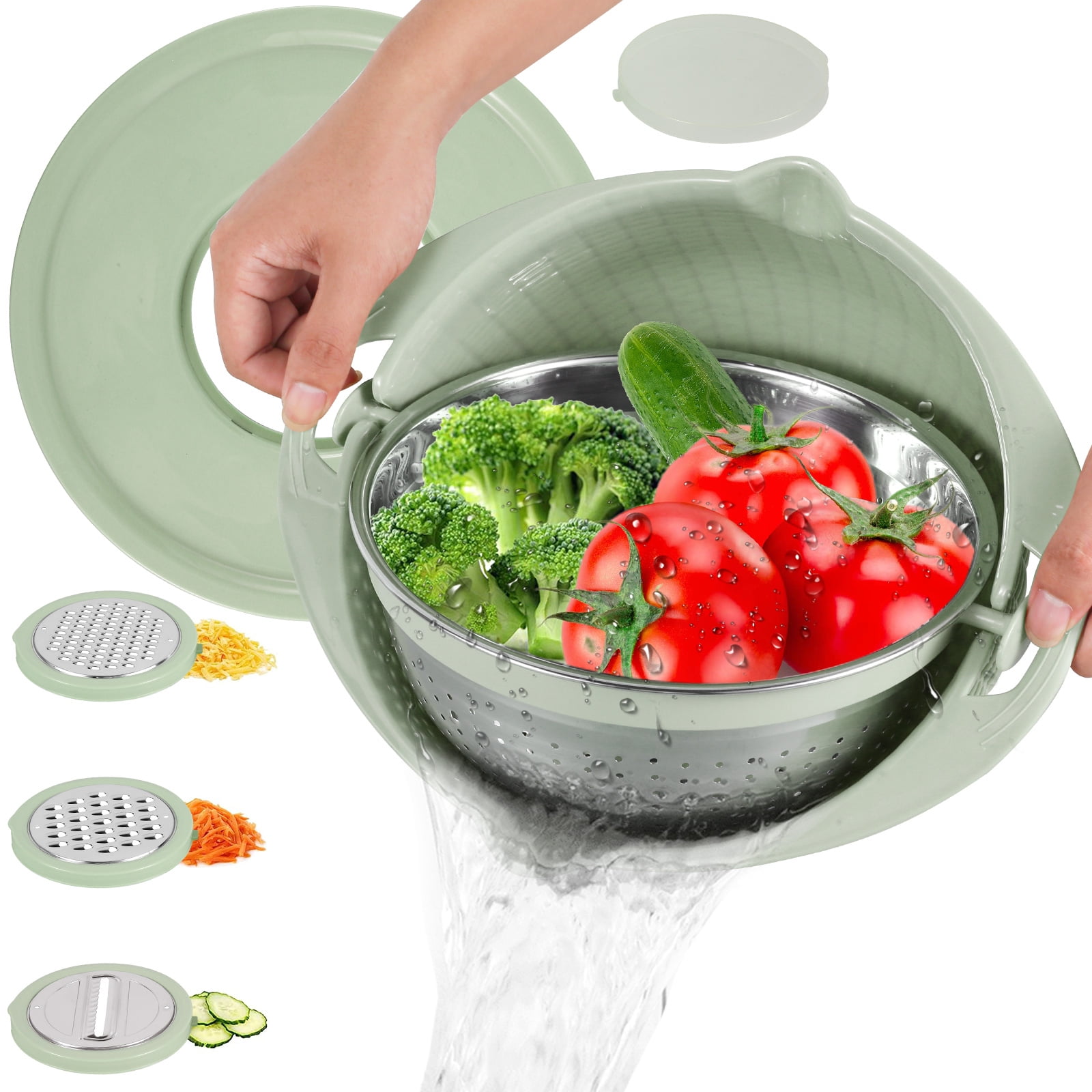Austok Kitchen Colander Set with Plastic Mixing Bowl Food Strainers ...