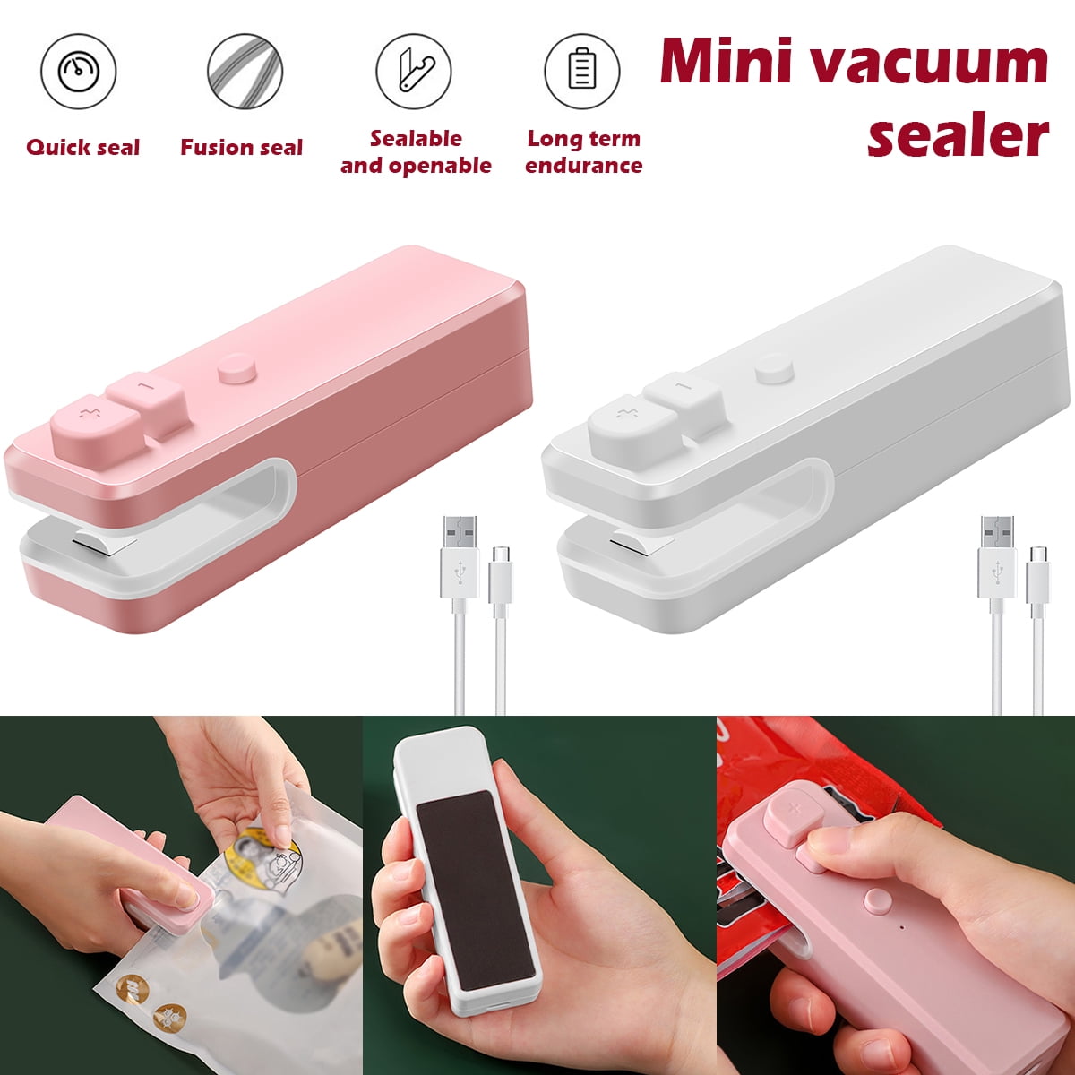 Austok Mini Bag Sealer, Chargeable Plastic Bag Resealer, Handheld Heat ...