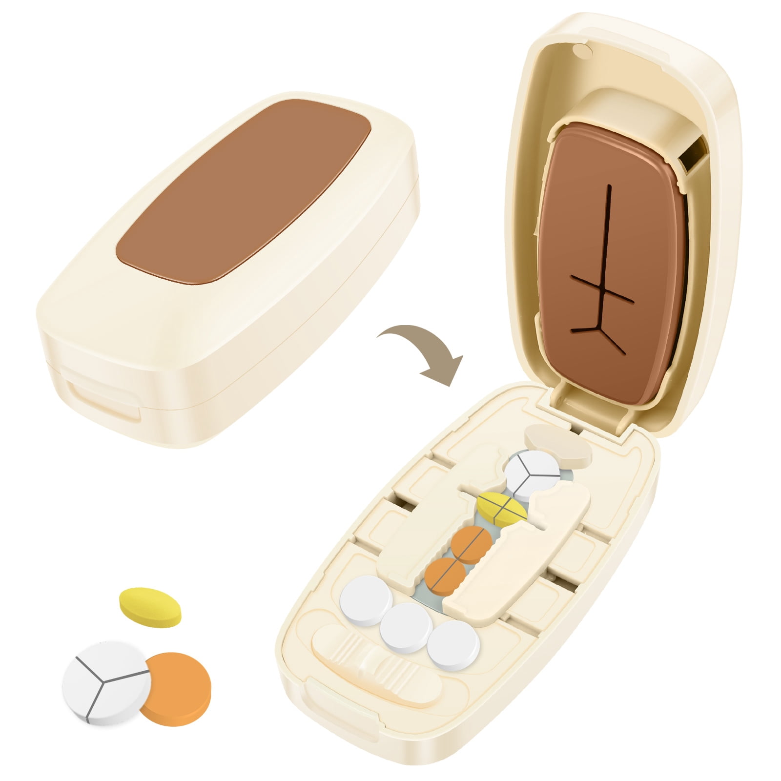 Austok Portable Pill Cutter Adjustable 1/2 1/3 1/4 Pill Cutter and ...