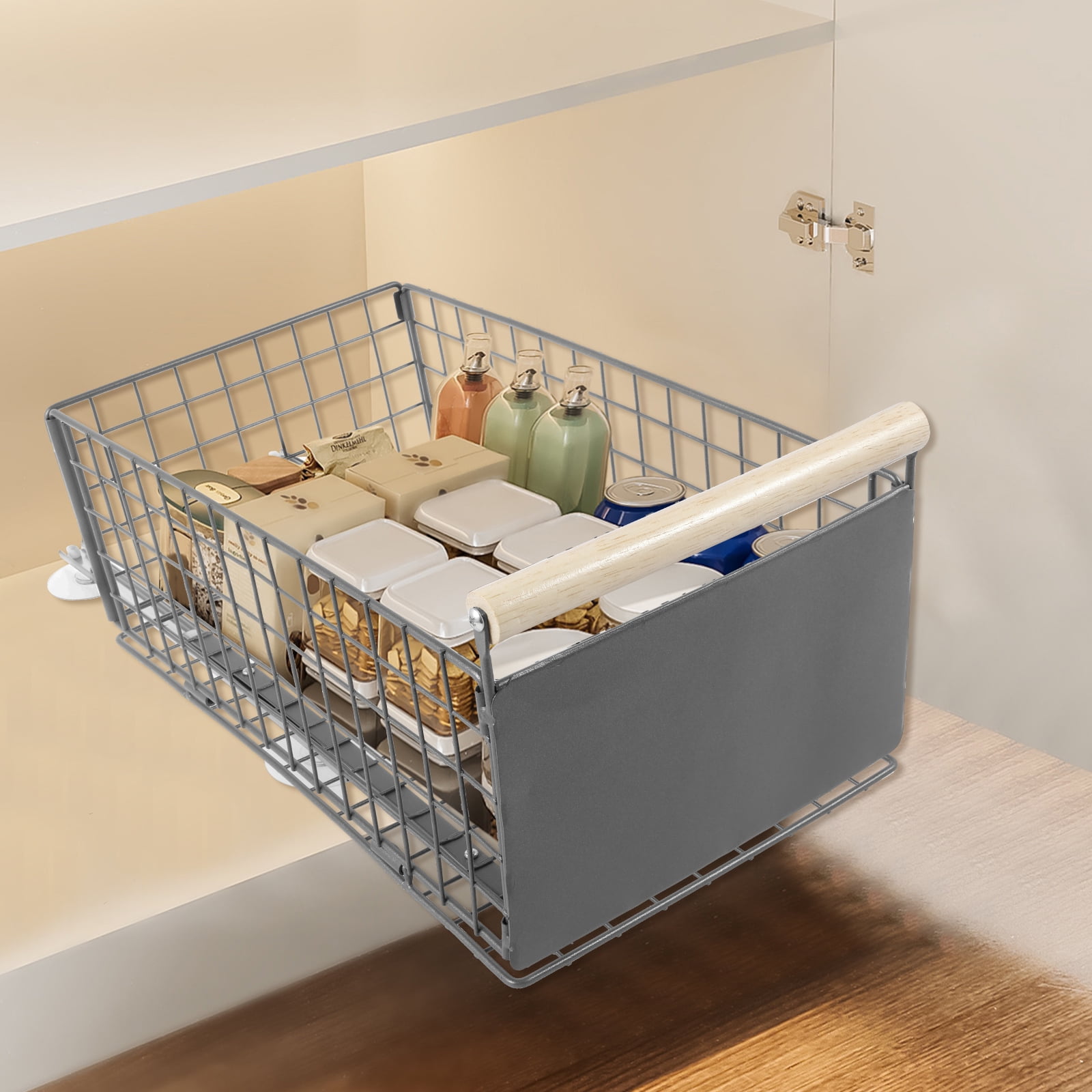Austok Pull Out Cabinet Organizer Solid Slide Out Pantry Shelves with ...