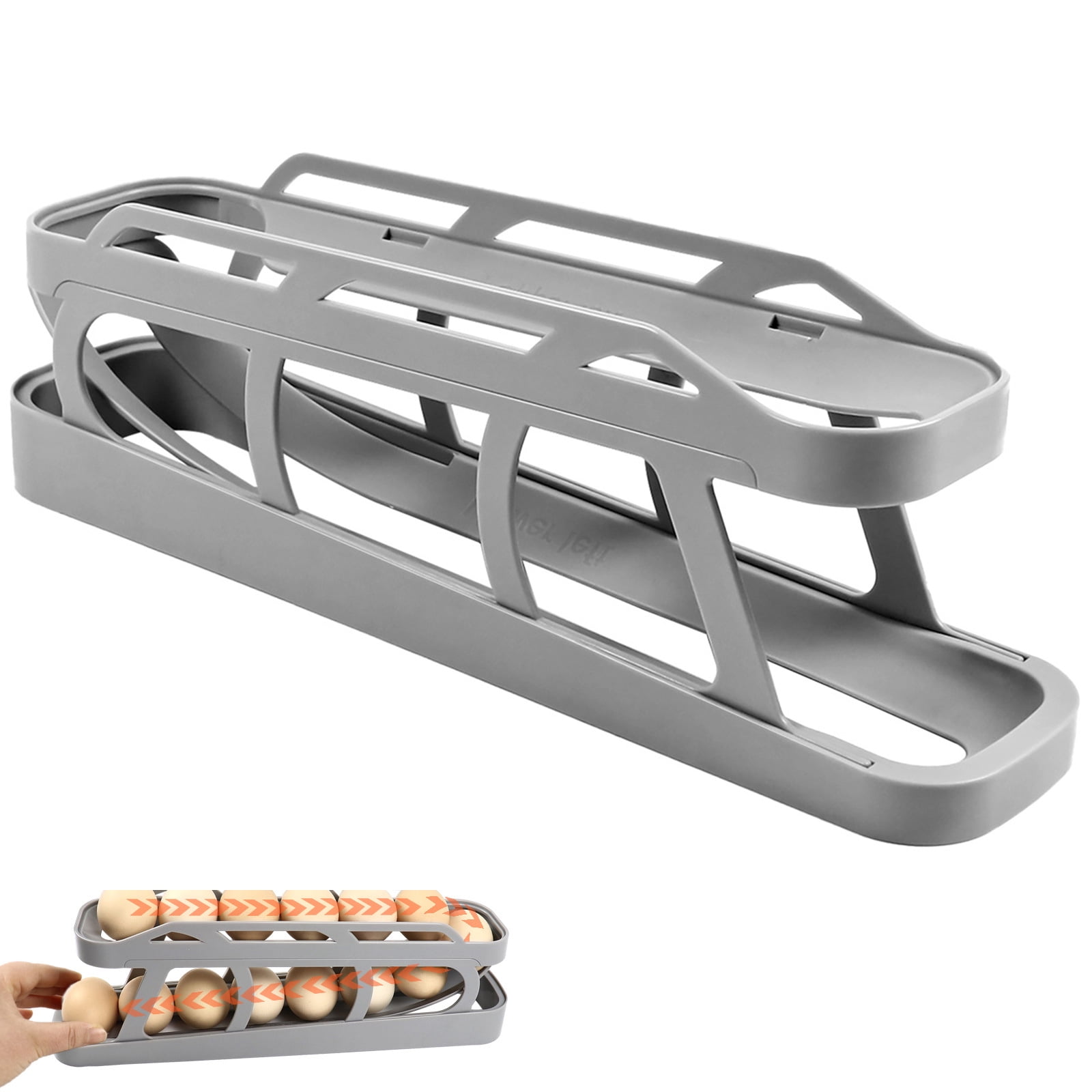 Austok Rolling Egg Dispenser for Refrigerator Shelf,2 Tier Rolling Egg ...