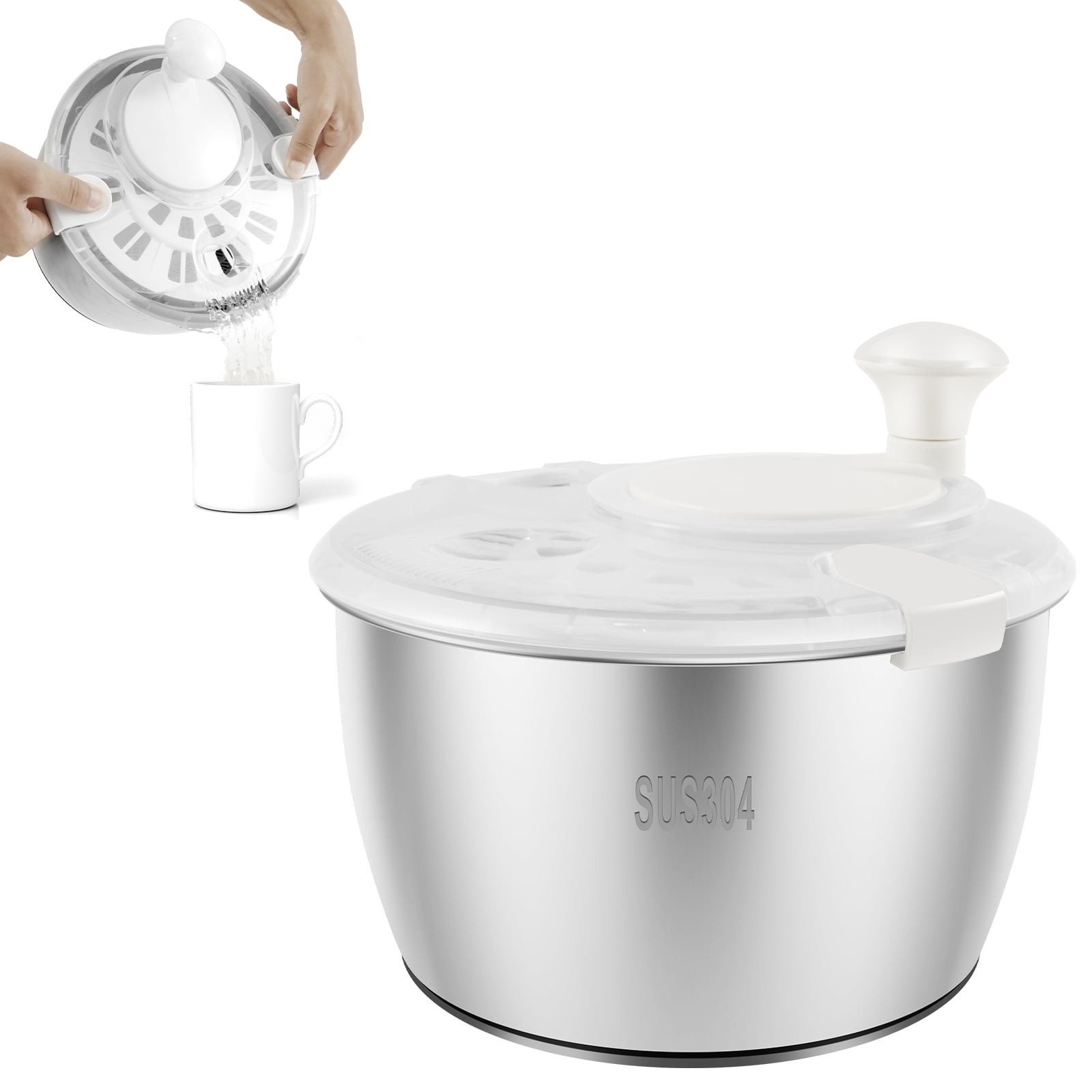 Austok Salad Spinner Vegetable Dryer 304 Stainless Steel Lettuce ...