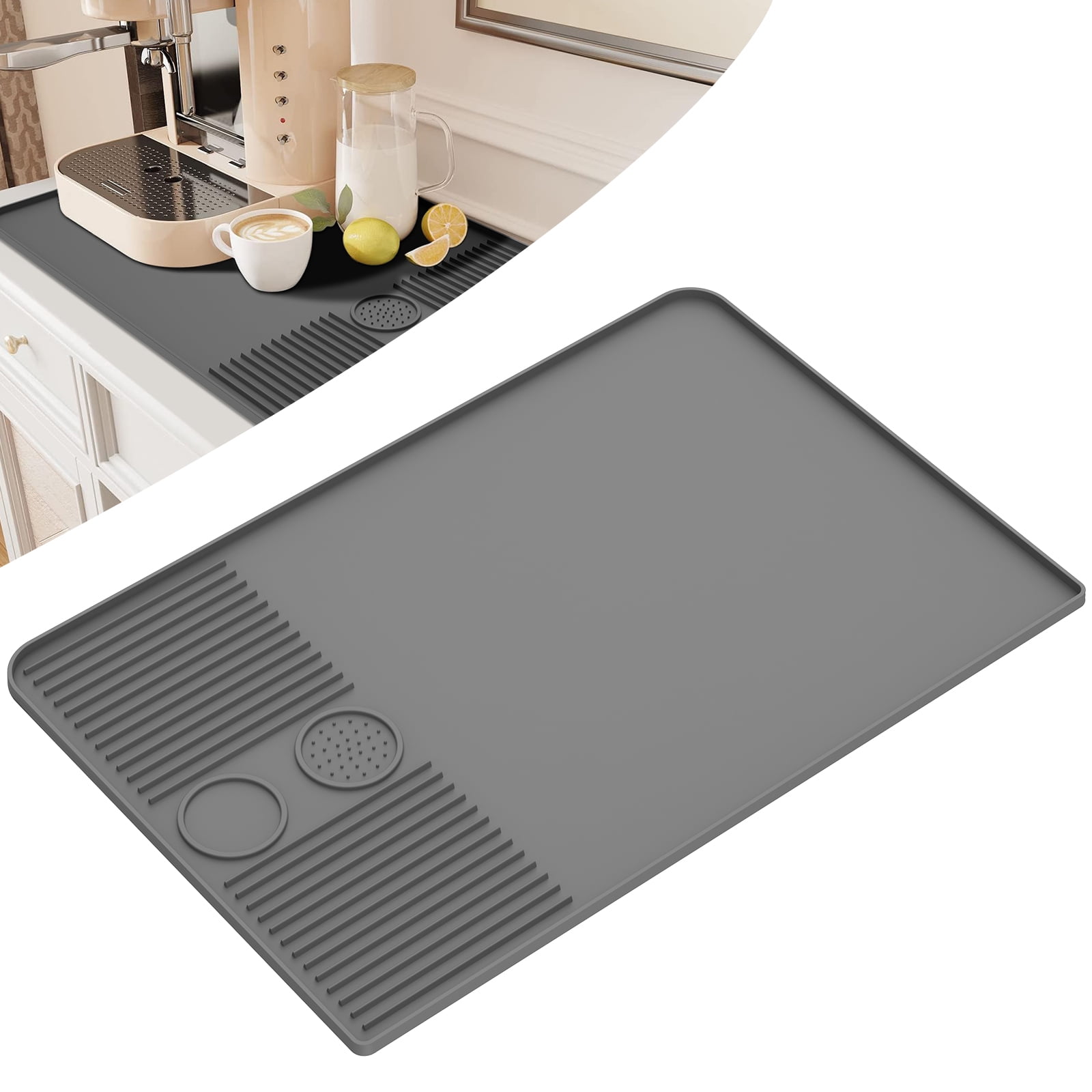Austok Silicone Coffee Mat with Raised Edges Nonslip Coffee Bar Mat ...