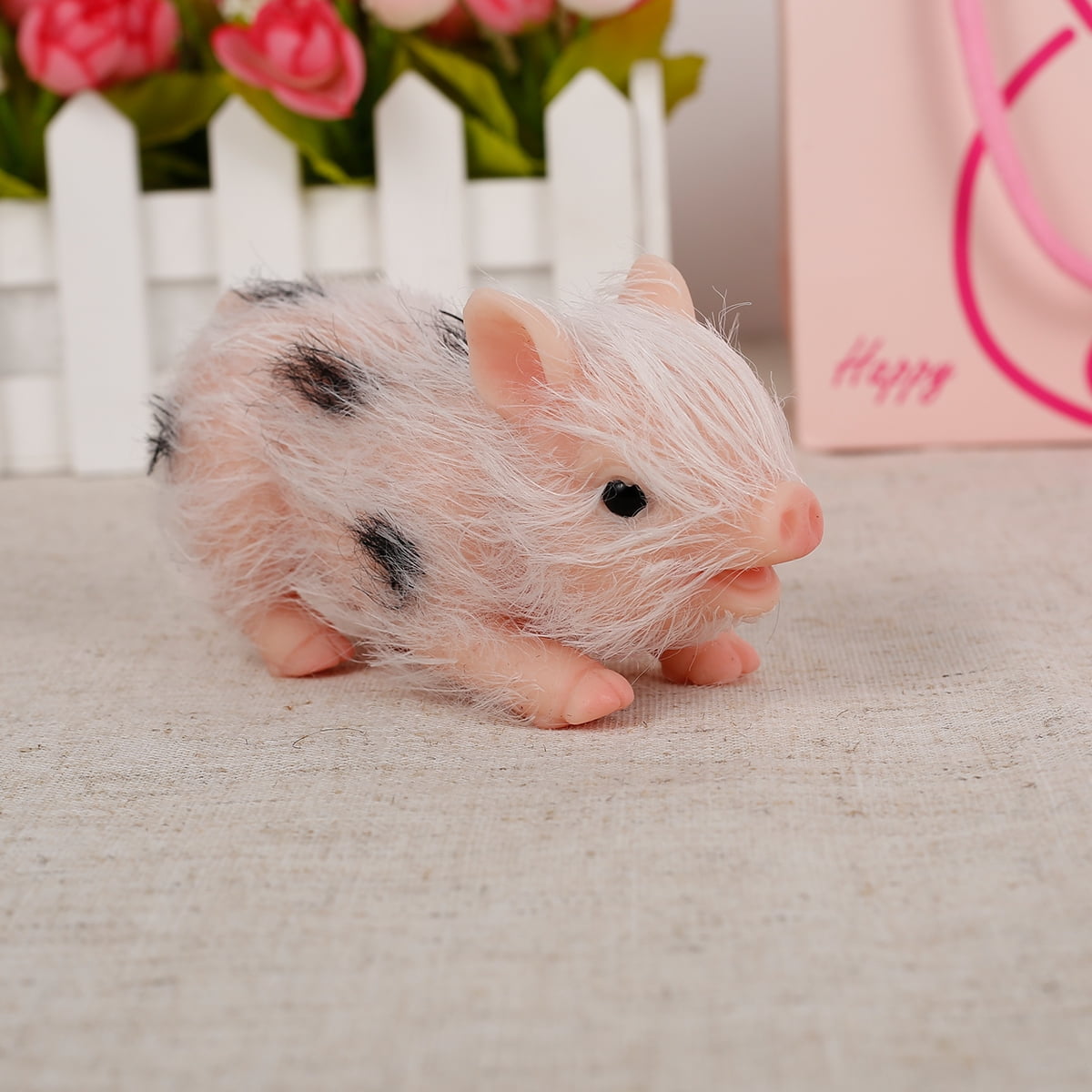 Austok Silicone Pig Doll,Mini Realistic Stretchy Fake Animals Full Body ...