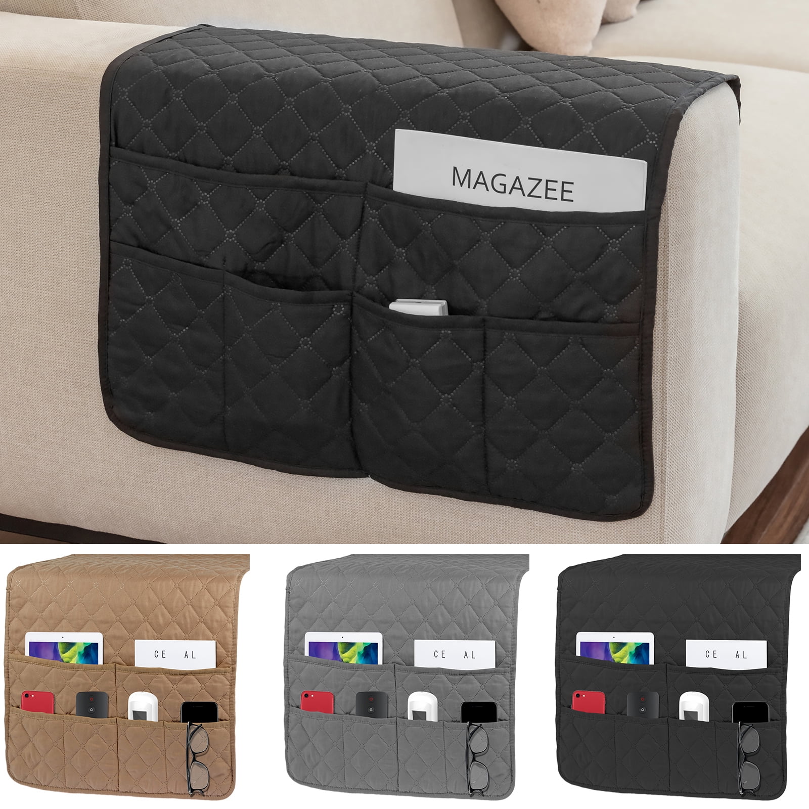 Austok Sofa Armrest Organizer with 6 Pockets,Waterproof Armrest Caddy ...
