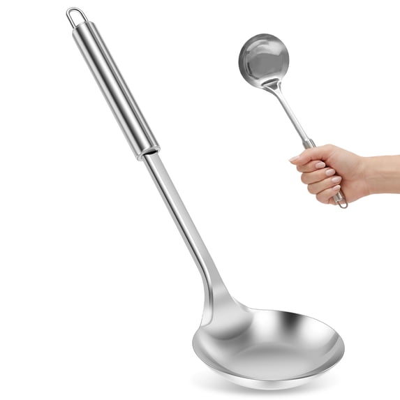 Austok Soup Ladle Stainless Steel Soup Spoon 12.8 × 3.74 in Large ...