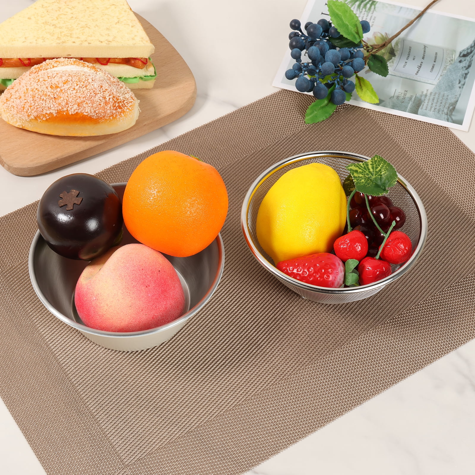 Austok Stainless Steel Colander Set for Draining Rice Perforated Mesh ...