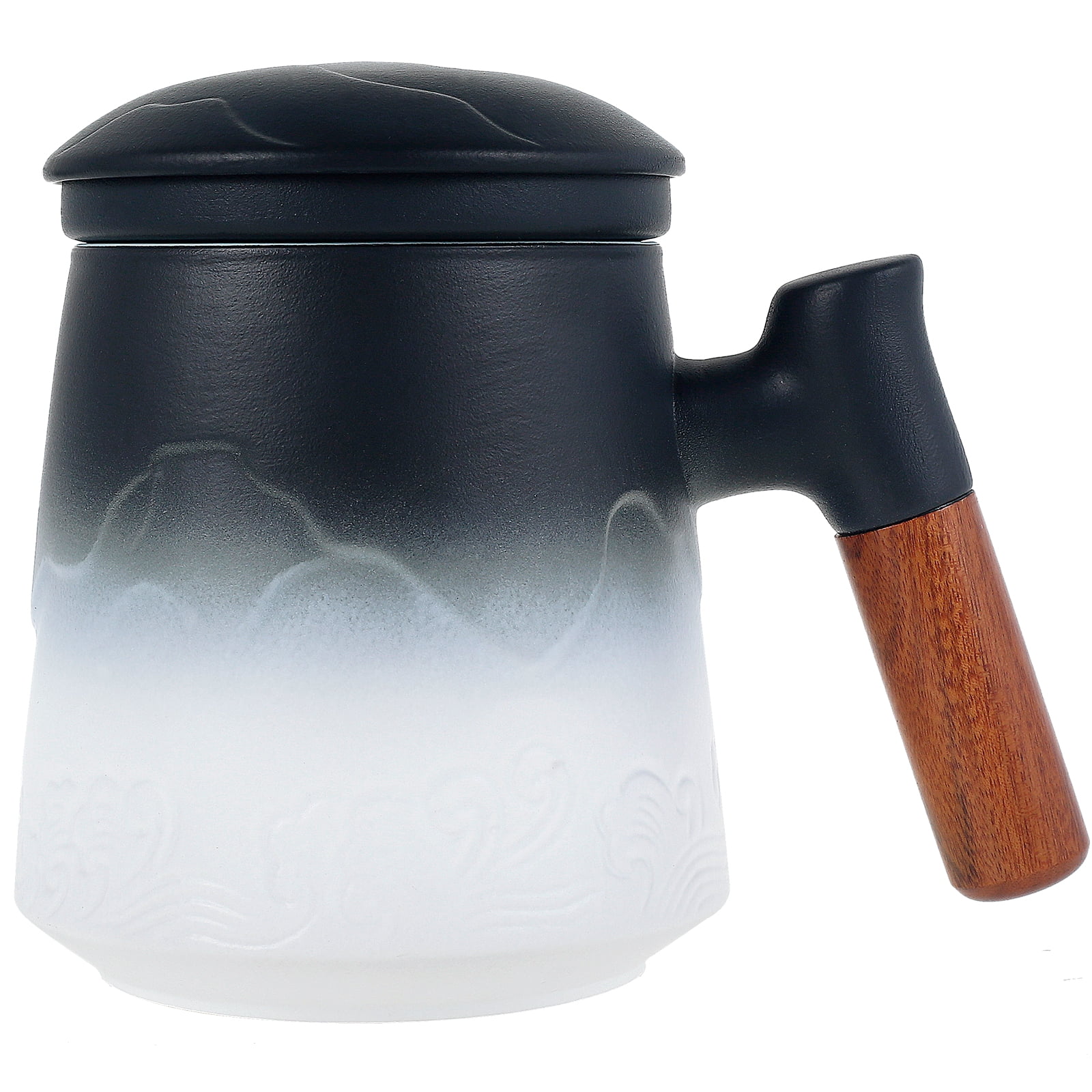 Austok Steeping Tea Cups with Infuser and Lid Artistic Embossed Pattern ...