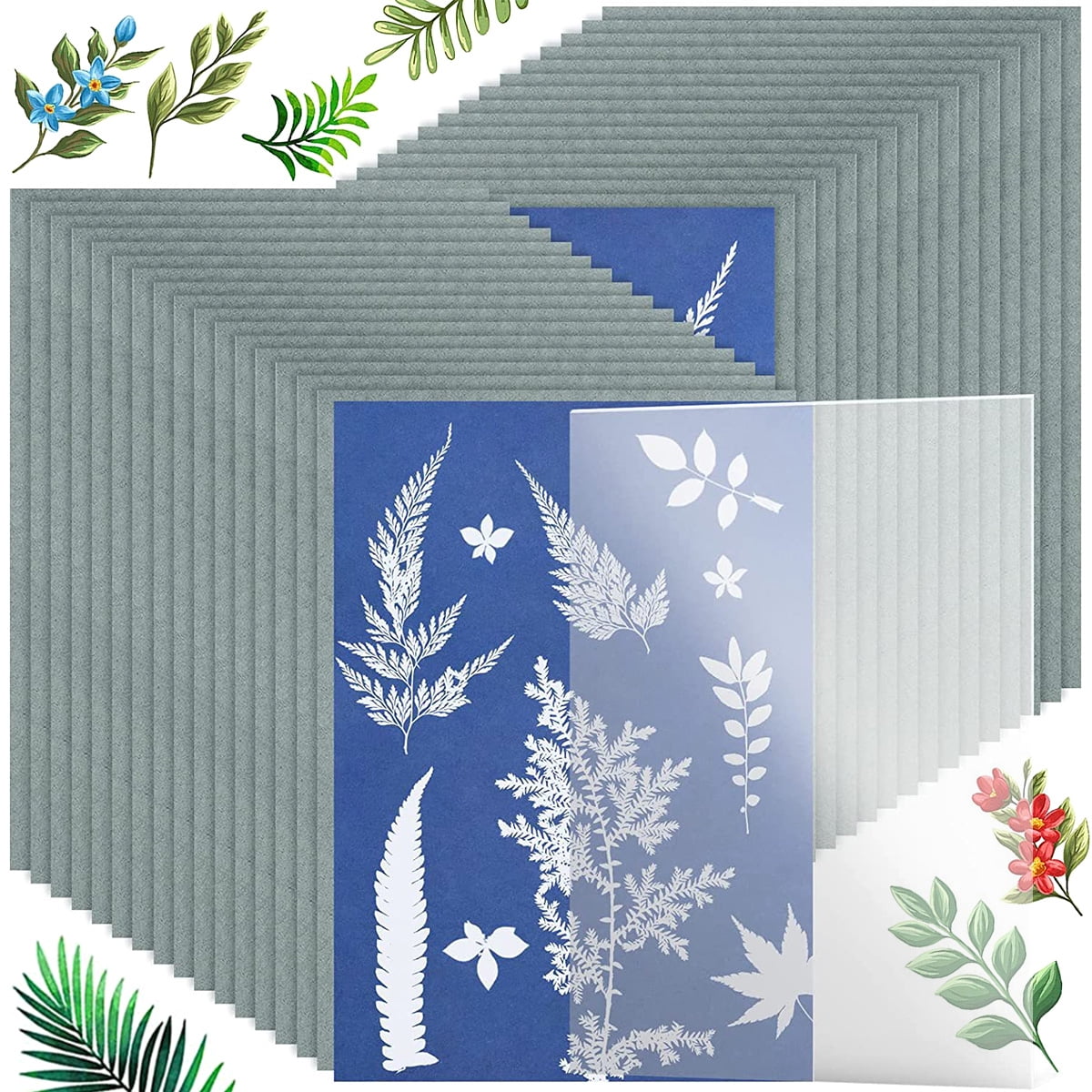 Austok Sun Print Paper Kit,Cyanotype Paper,A5 Solar Drawing Paper ...