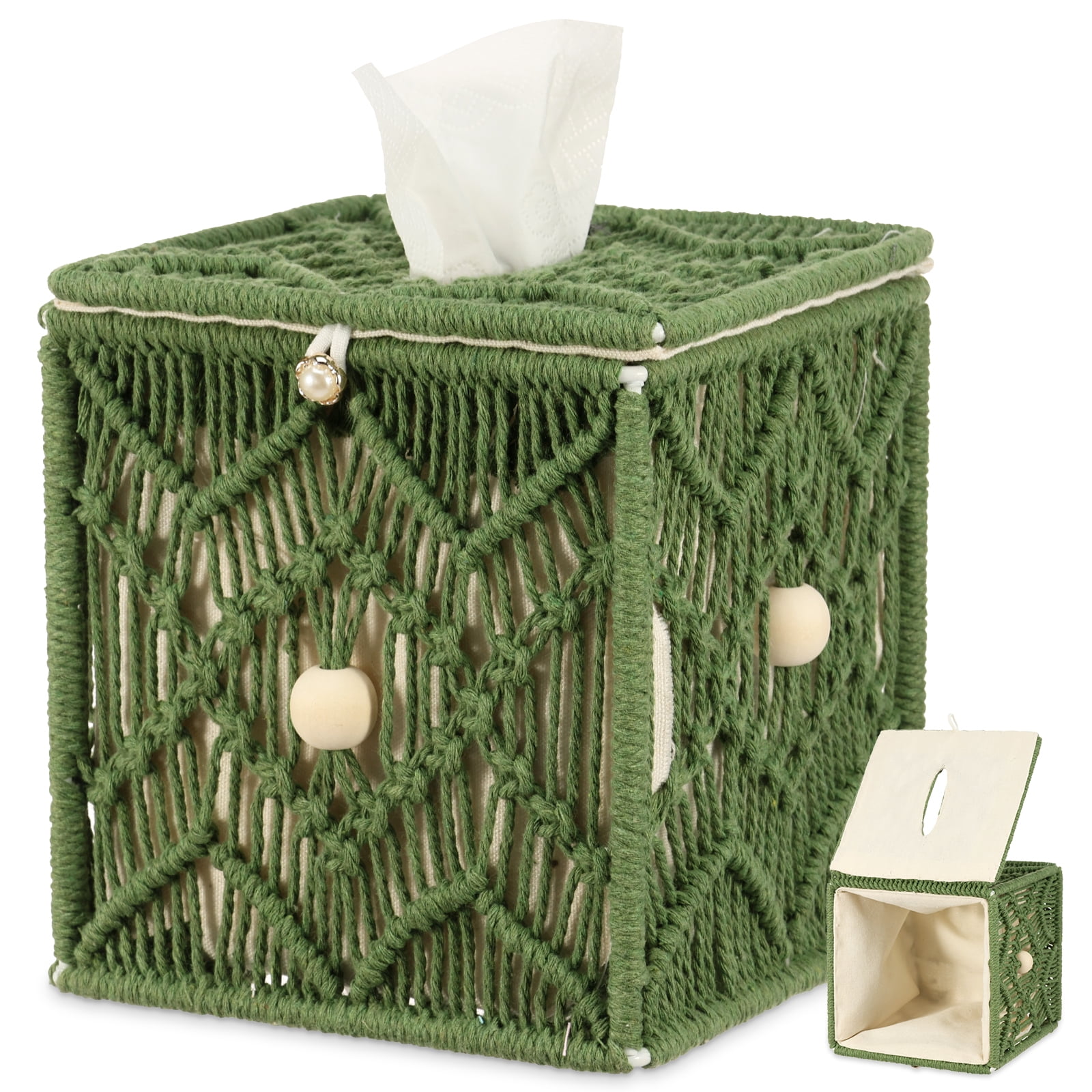 Austok Tissue Box Cover Woven Square Tissue Box Holder Bohemian Decor ...