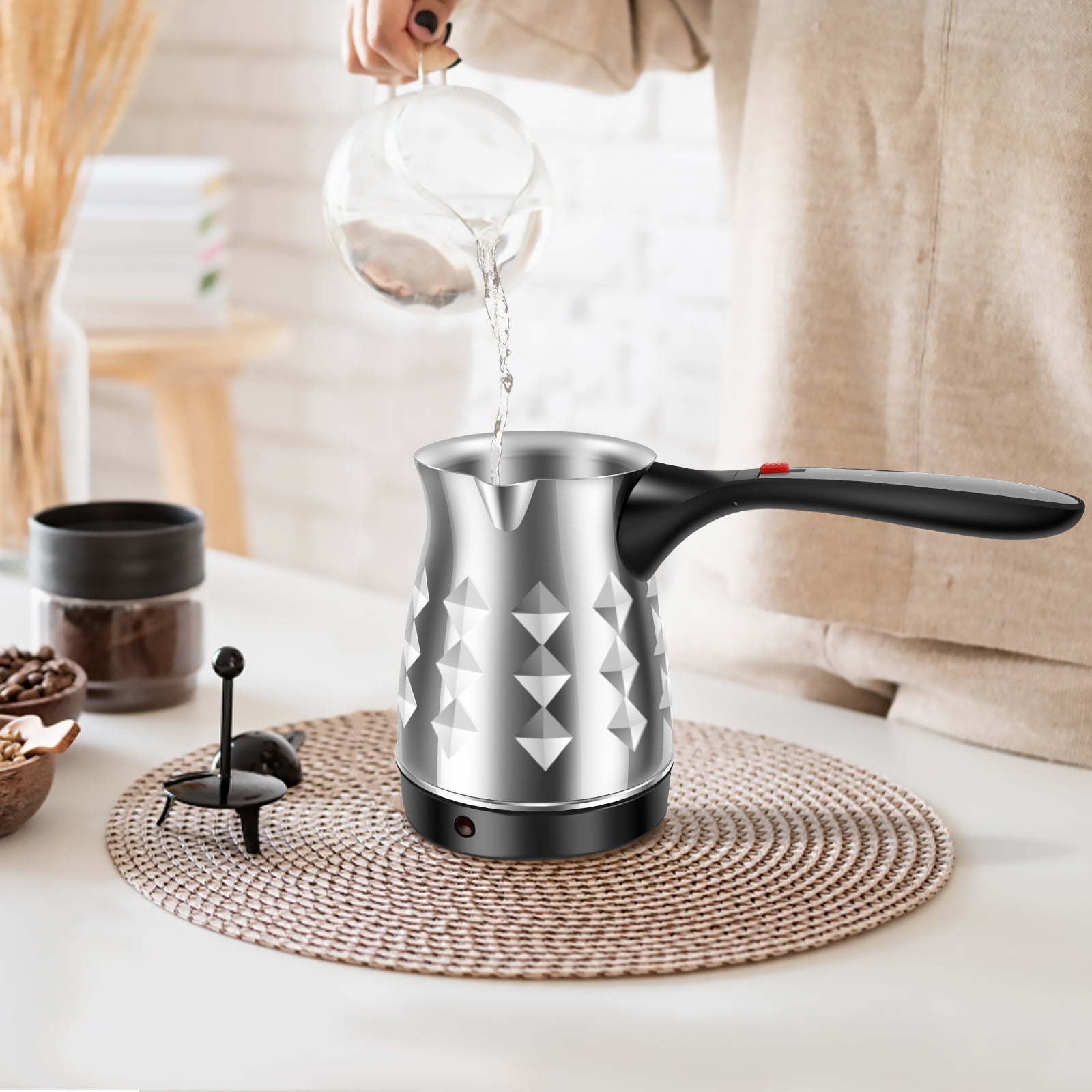 Austok Turkish Coffee Maker with Folding Handle Stainless Steel 500ml ...