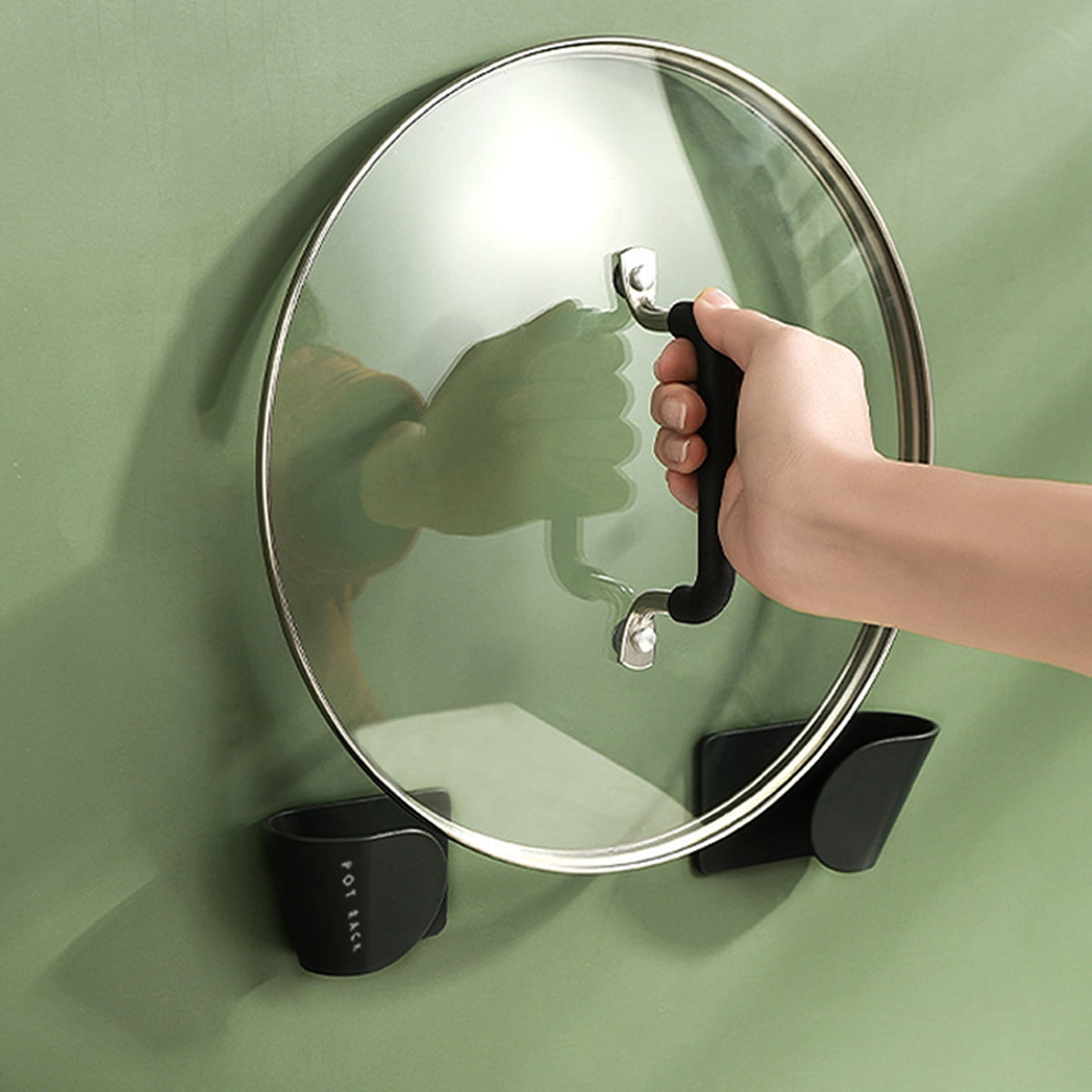 Austok Wall-mounted Pot Lid Stand Holder 2pcs Plastic Pot Lid Organizer ...