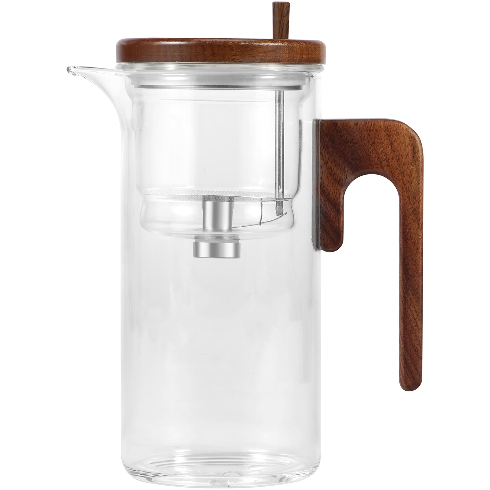 Austok Water Separation Glass Teapot with Wood Handle Leak Proof Glass ...
