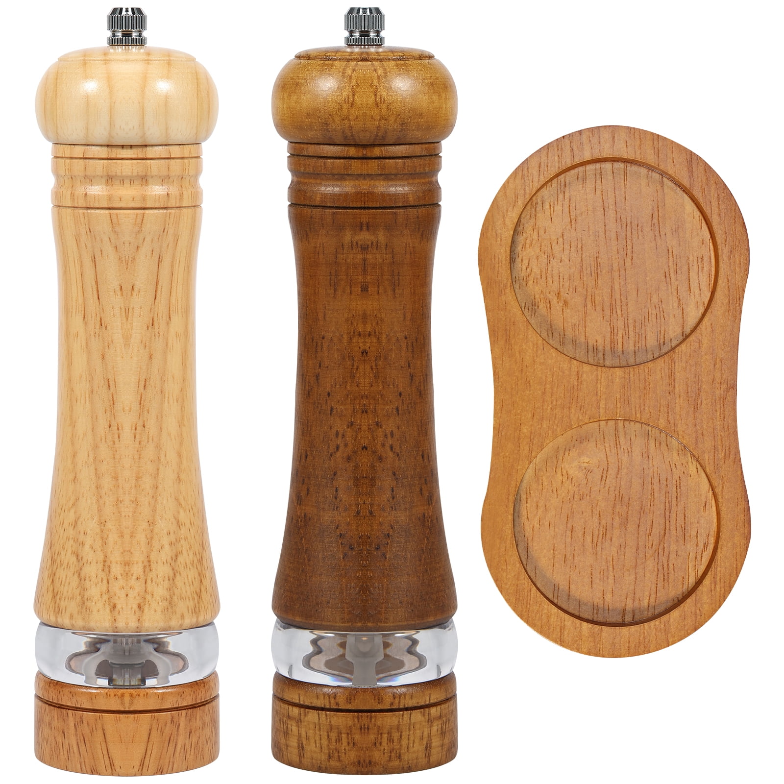 Austok Wood Salt and Pepper Grinder Set Coarseness Adjustable Salt and ...