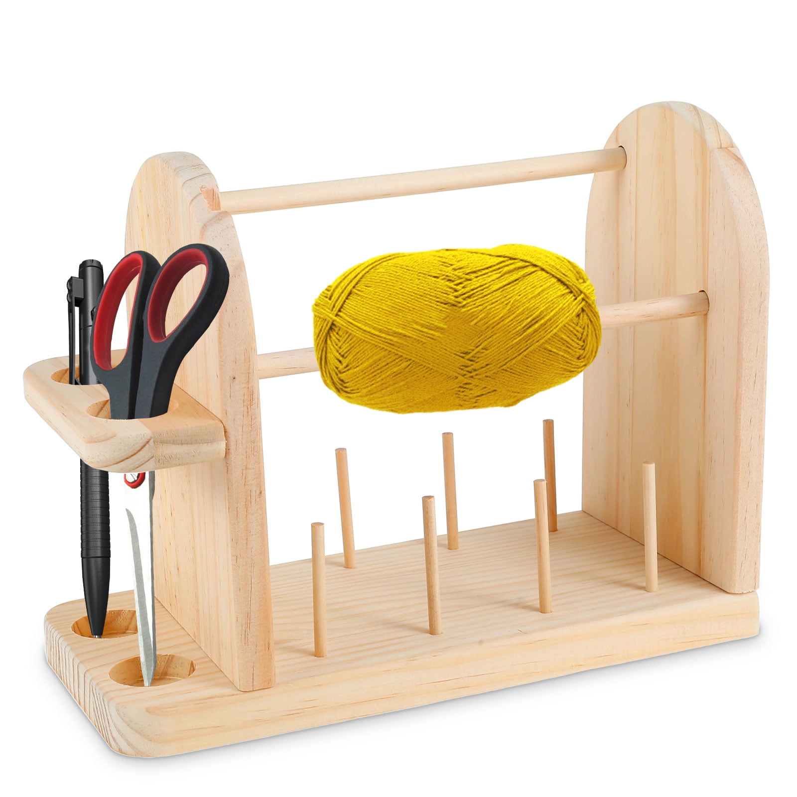 Austok Wooden Yarn Holder for Crocheting Double Layer Yarn Rack Stand ...