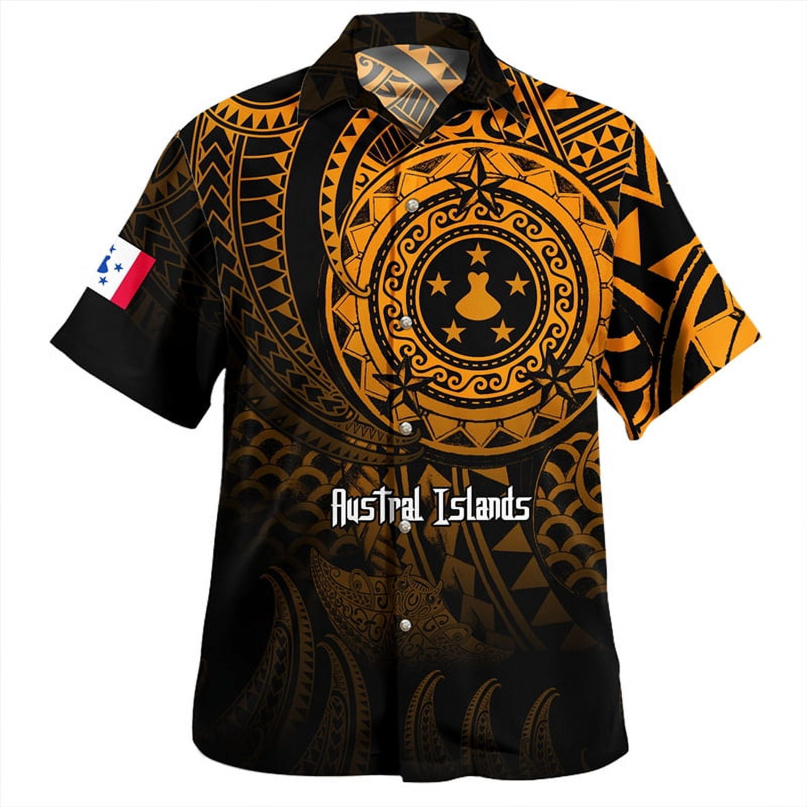 Austral Islands Hawaiian Shirt Men 3d Printed Polynesian Short Sleeves ...