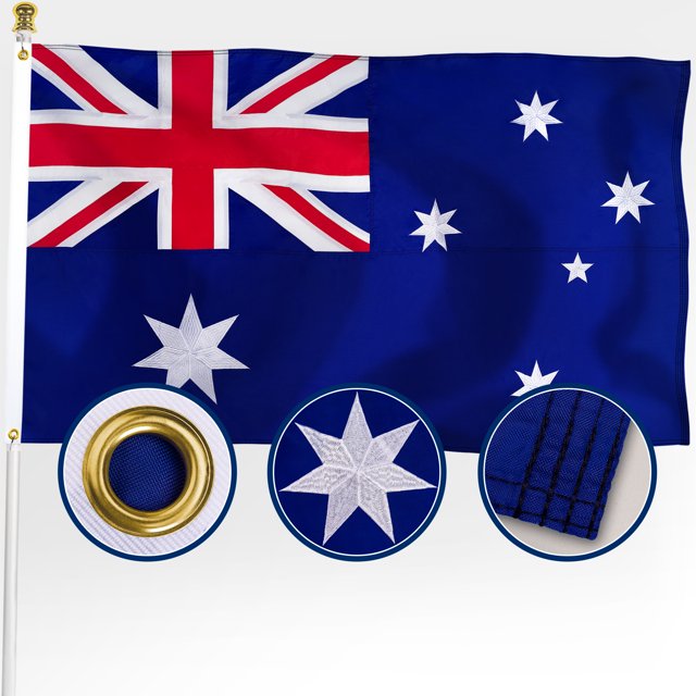 Australia Australian Flag 3x5 Outdoor, Double Sided Embroidered Stars ...