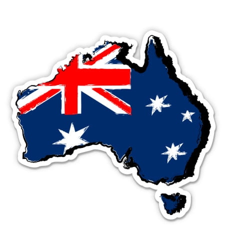 Australia Austrlian Flag Country Shape - 12" Vinyl Sticker Waterproof ...