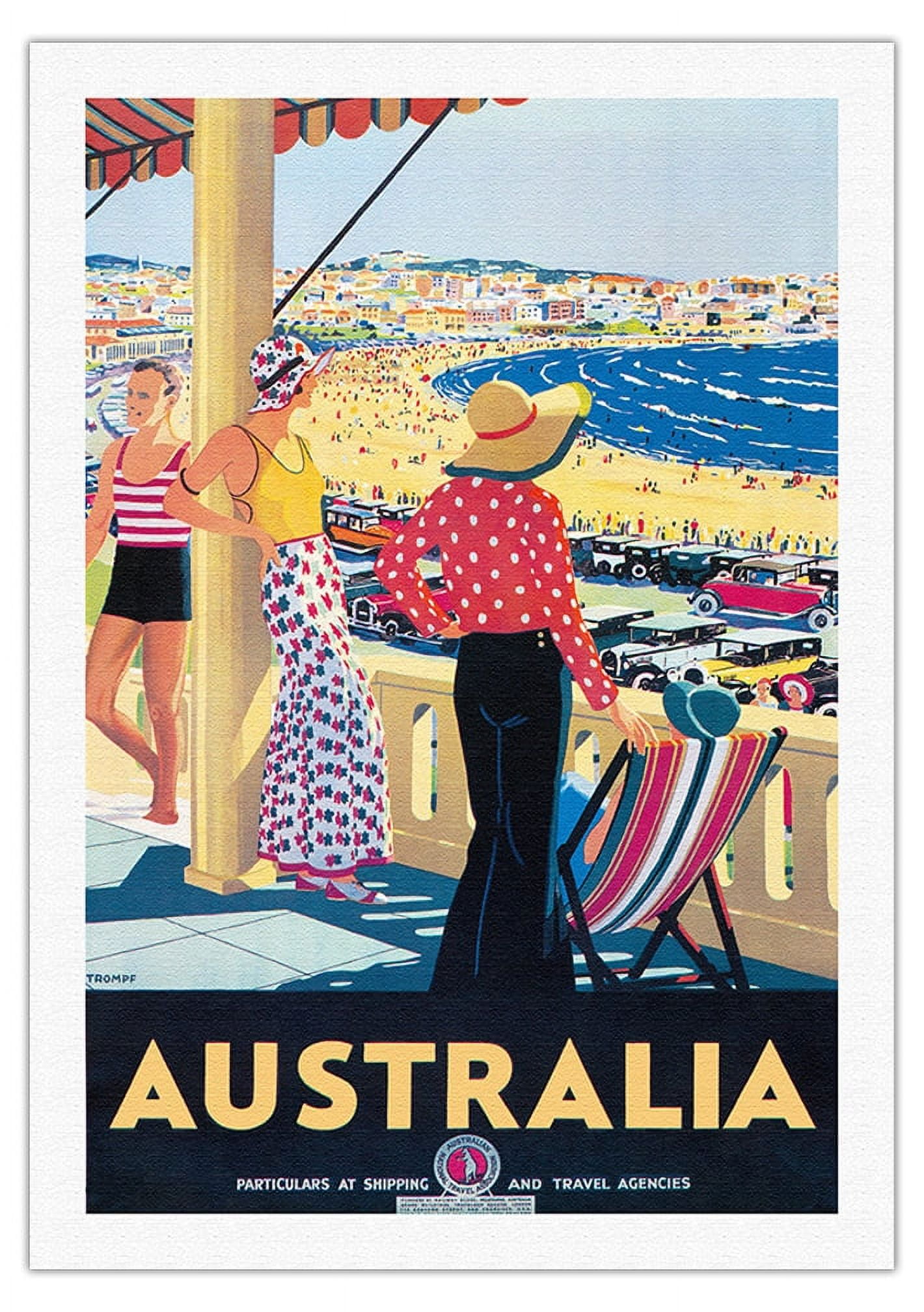 Australia - Bondi Beach New South Wales - Vintage Travel Poster by ...