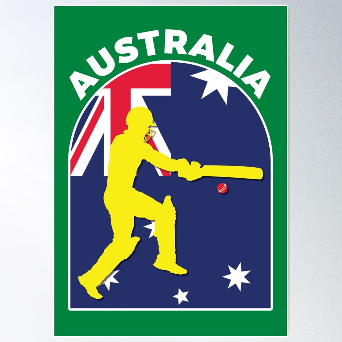 Australia Cricket Cricketer Batsman Australia Flag - Cricket Fans Poster Wall Art, Modern Wall ...