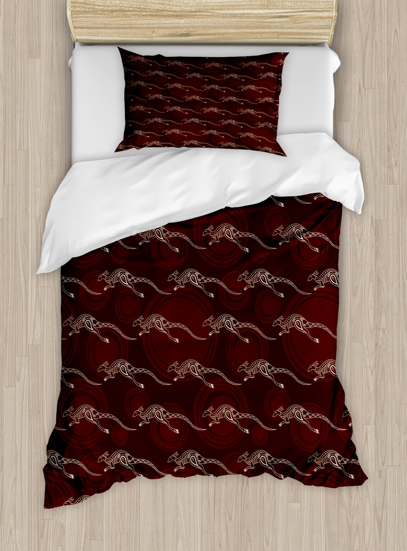 Australia Duvet Cover Set, Animals Theme Abstract Kangaroos Motifs with ...