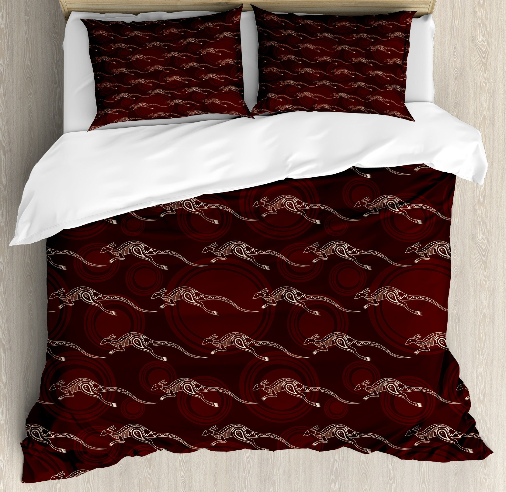Australia Duvet Cover Set, Animals Theme Abstract Kangaroos Motifs with ...