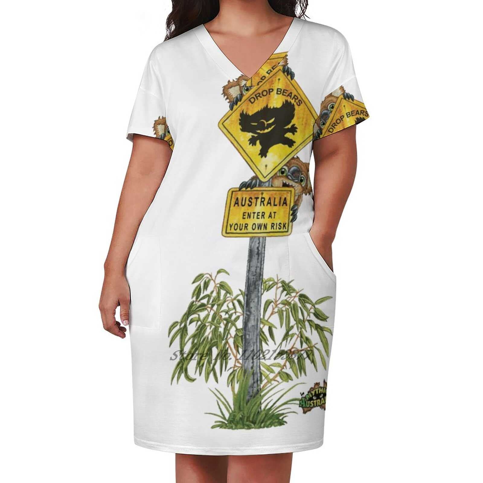 Australia Enter At Your Own Risk - Drop Bears Loose Pocket Dress Print ...