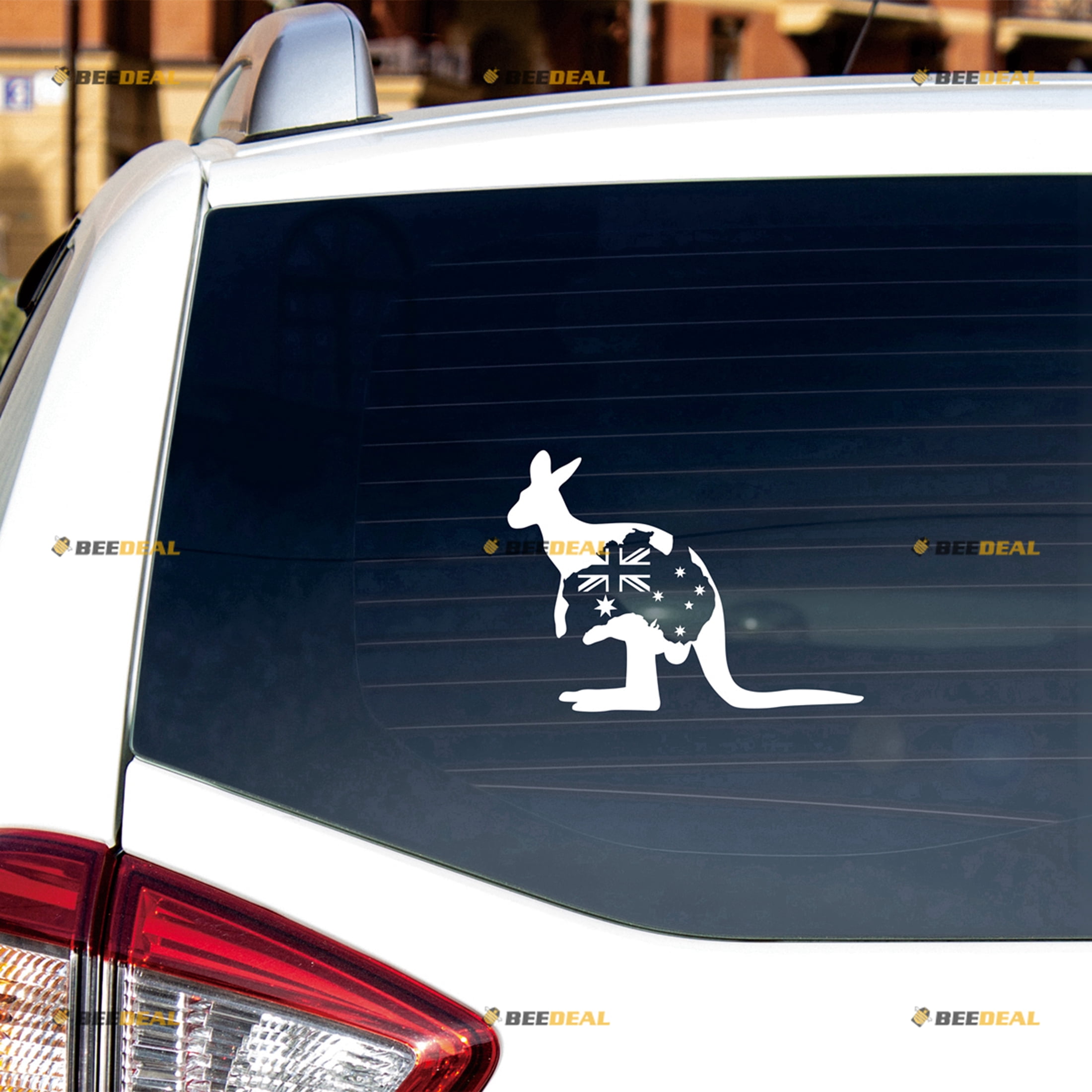 Australia Flag Kangaroo Aussie Sticker Decal Vinyl - White 6" - For Car ...
