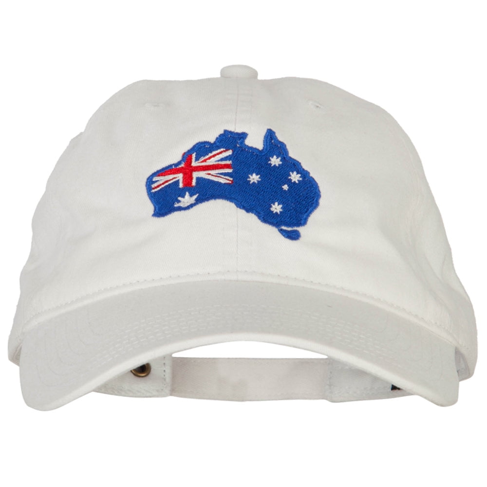 Australia Flag Map Embroidered Washed Cotton Twill Cap - White OSFM ...
