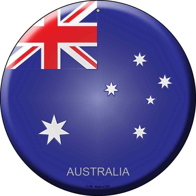 Australia Flag Round Circular Novelty Metal Sign Home Garage Wall Decor ...