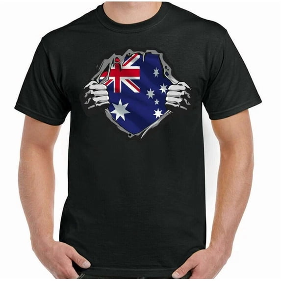 Australia Flag T-Shirt Football Rugby Cricket Training Top Gym Aussie ...