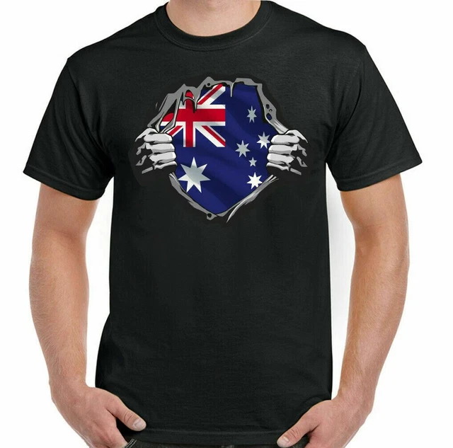 Australia Flag T-Shirt Football Rugby Cricket Training Top Gym Aussie ...